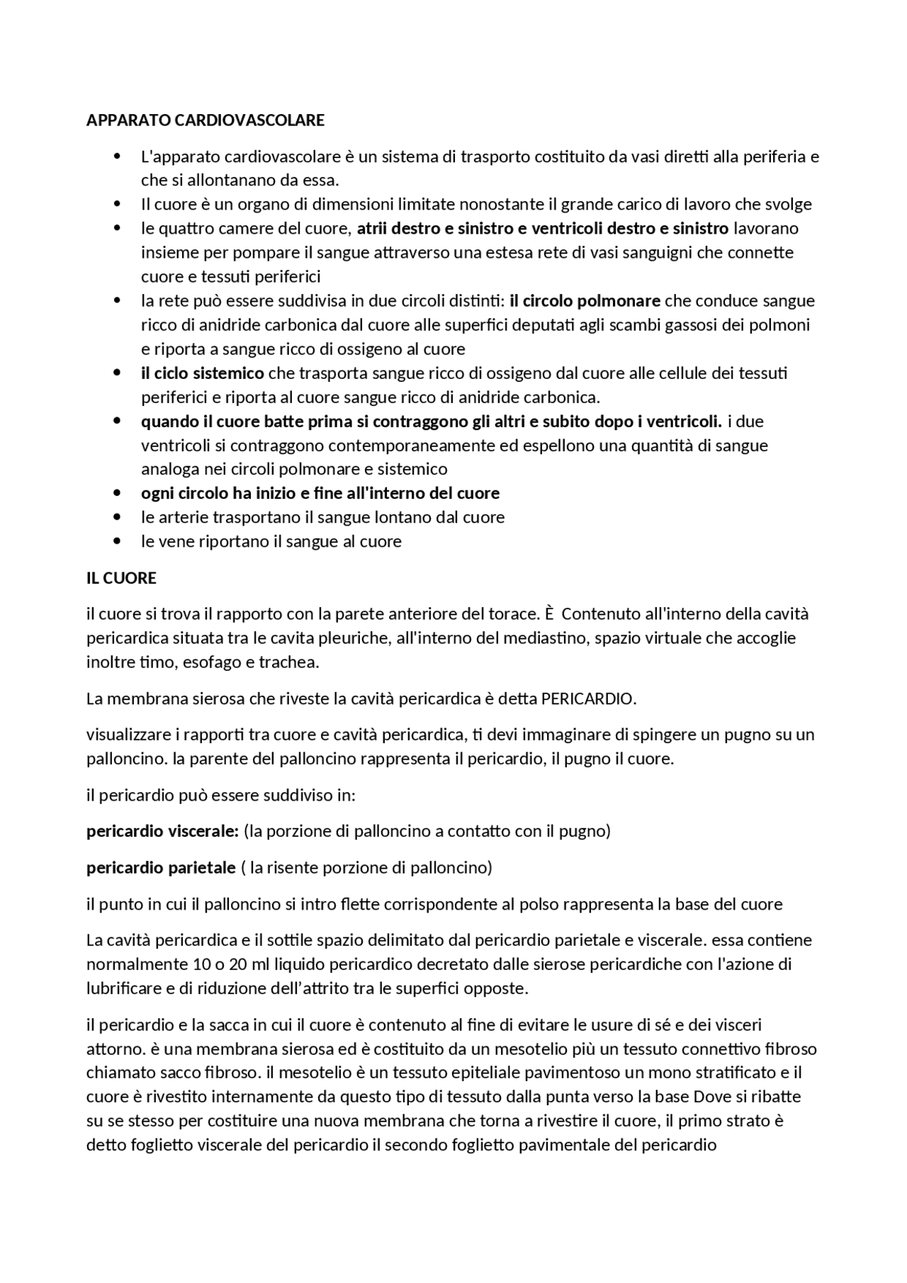 Anatomia Apparato Cardiovascolare Appunti Di Anatomia Docsity