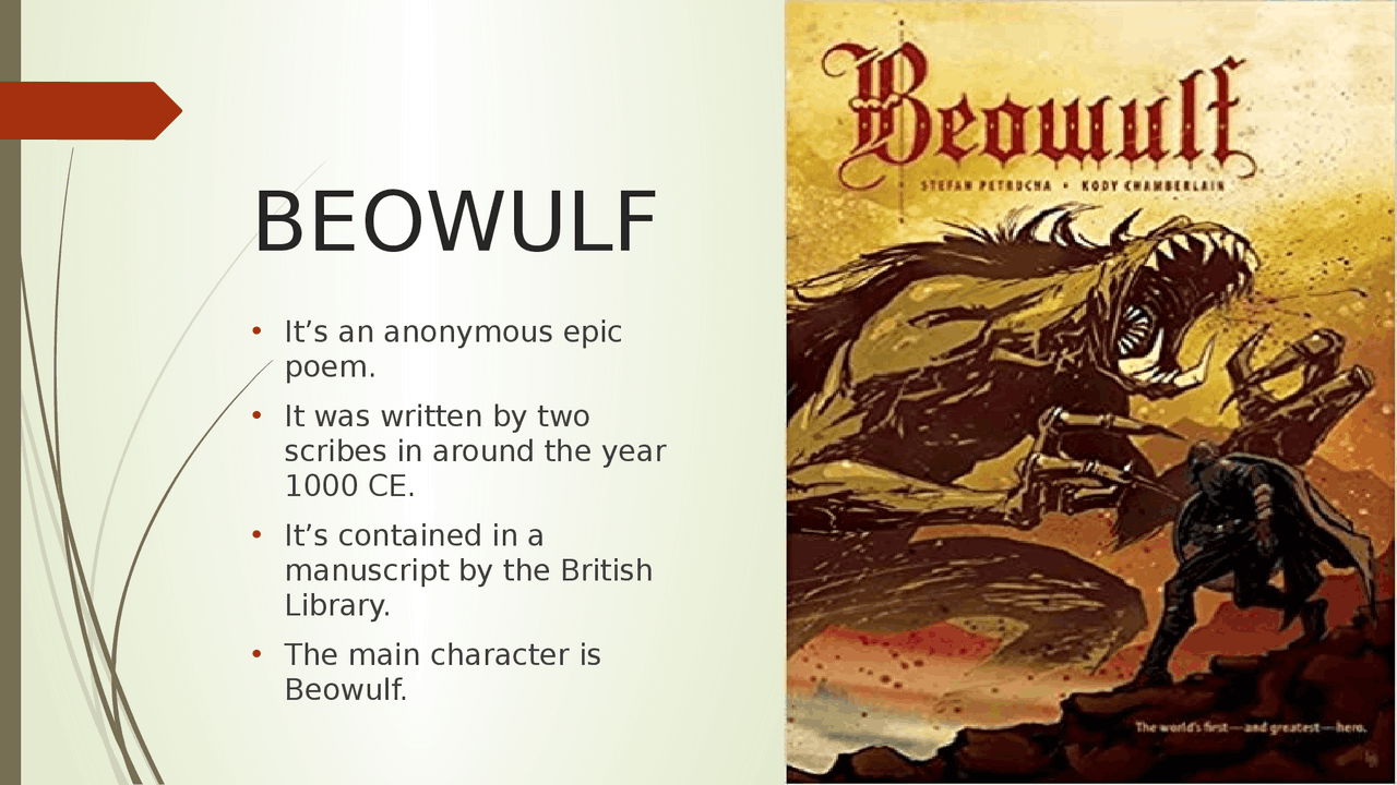 Breve ppt di Beowulf | Slide di Inglese | Docsity