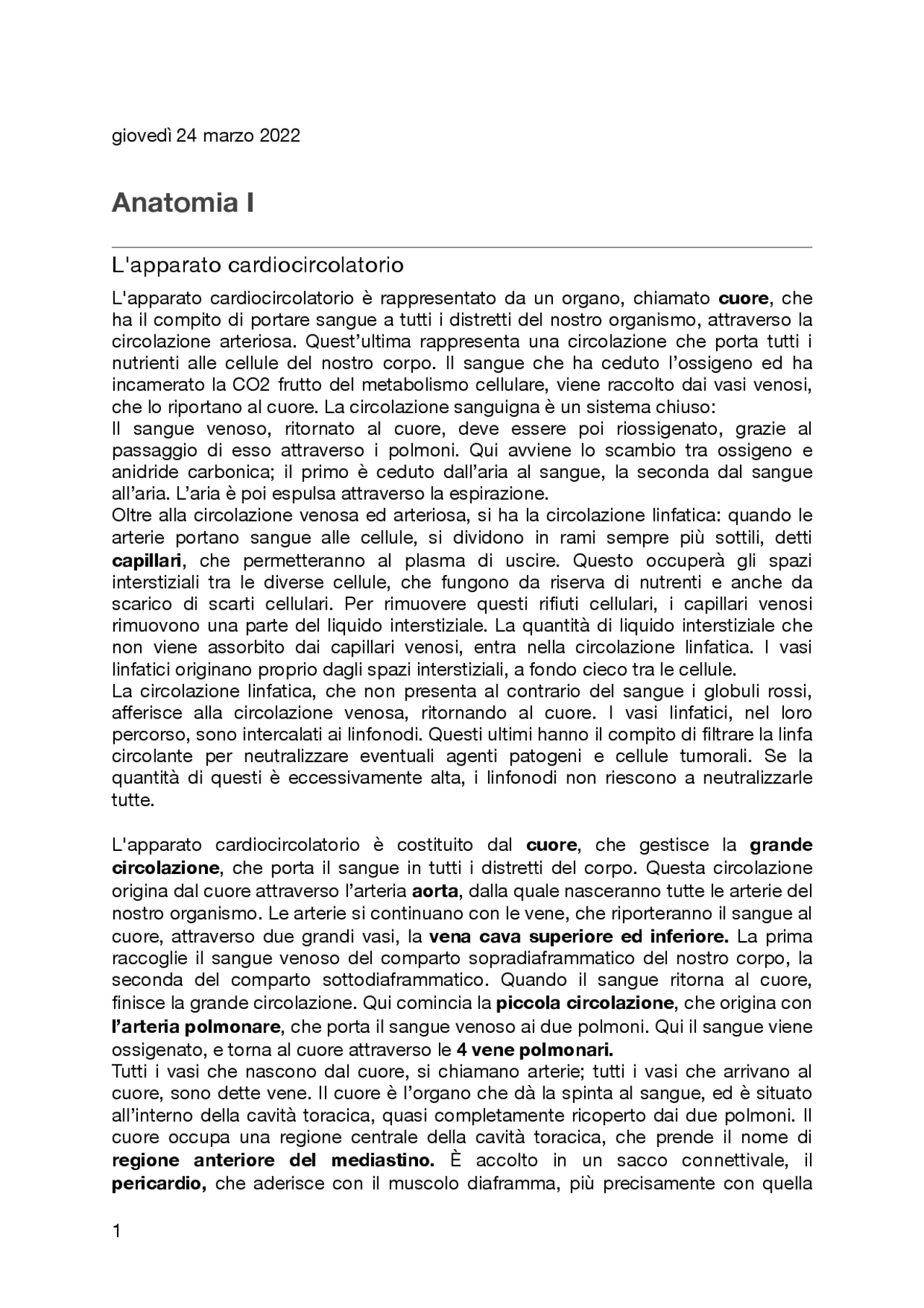 Lapparato Cardiocircolatorio Dispense Di Anatomia I Docsity
