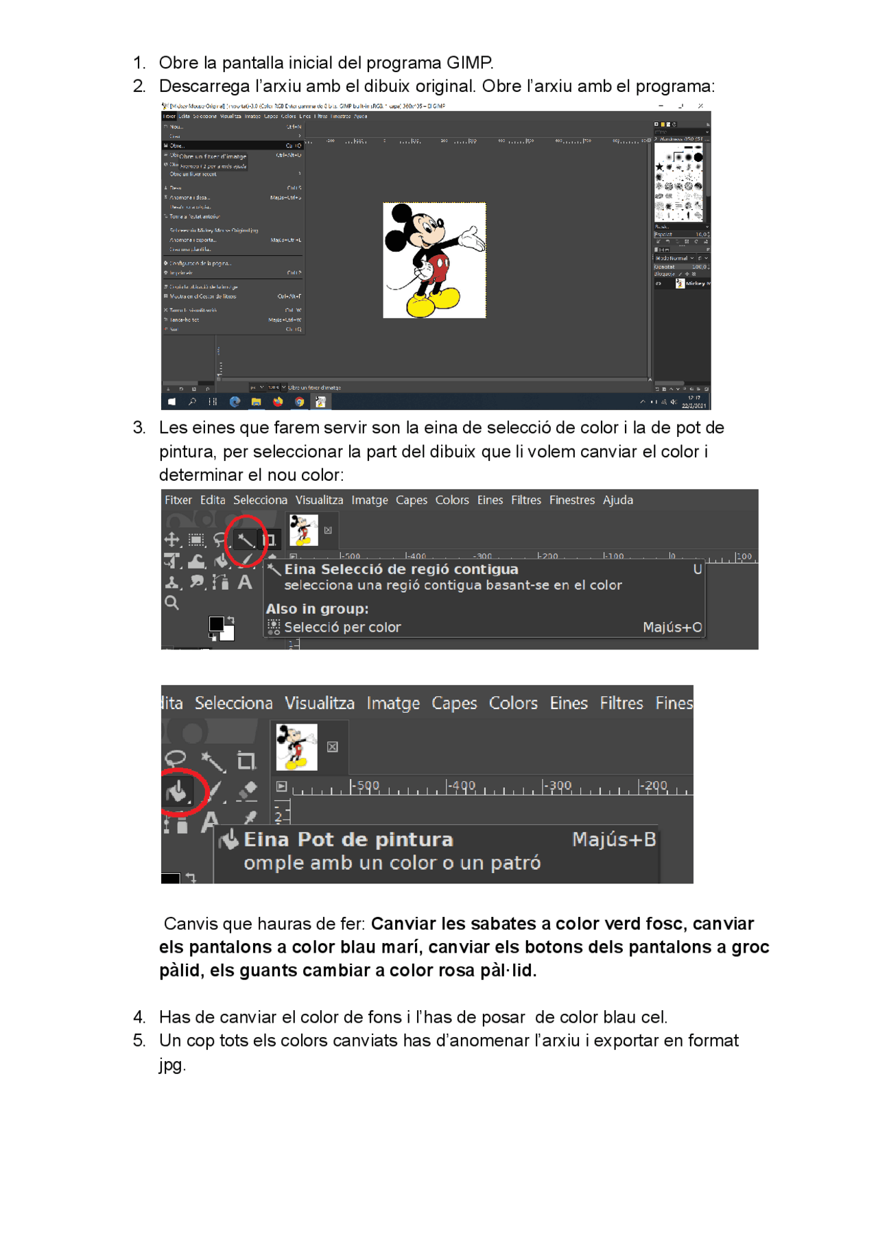 Como cambiar de colores en Gimp | Ejercicios de Informática | Docsity