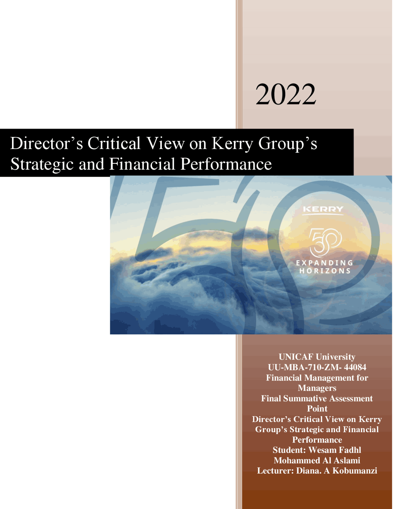 Director’s Critical View on Kerry Group’s Strategic and Financial ...