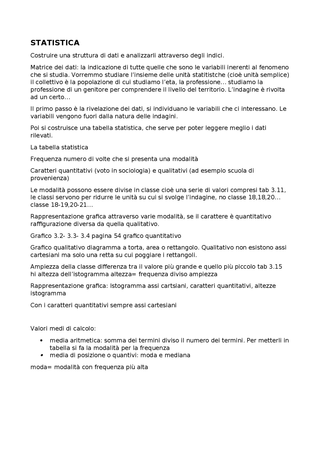Statistica Appunti Schemi E Mappe Concettuali Di Statistica Docsity
