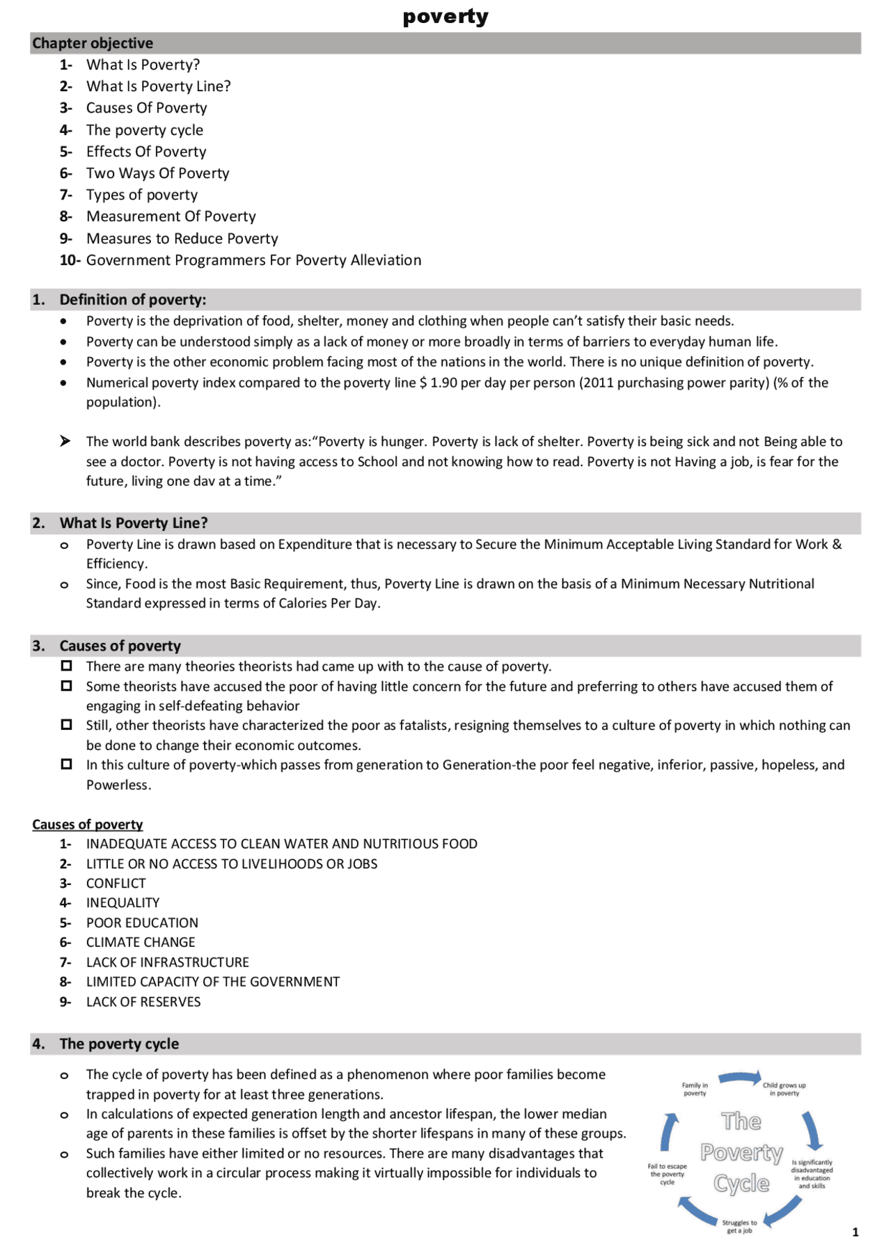 Understanding Poverty and Its Causes | Study notes Economics | Docsity