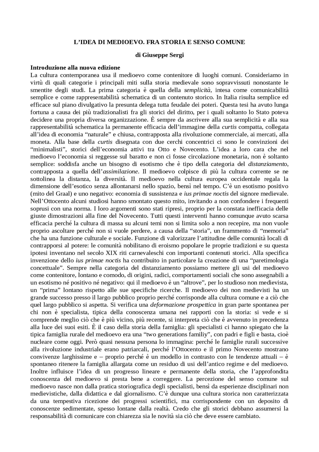 Riassunto De Lidea Di Medioevo Di Sergi Schemi E Mappe Concettuali