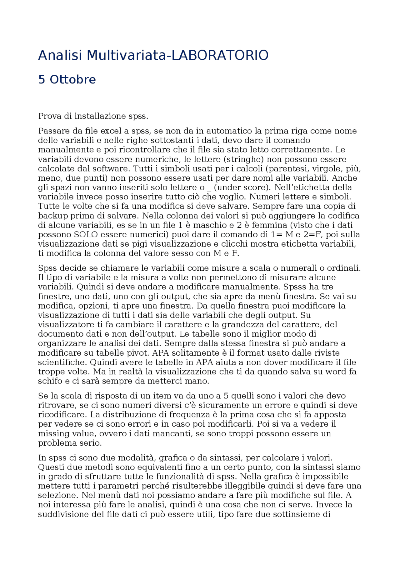 Laboratorio Tecniche Di Analisi Multivariata Appunti Di Tecniche Di