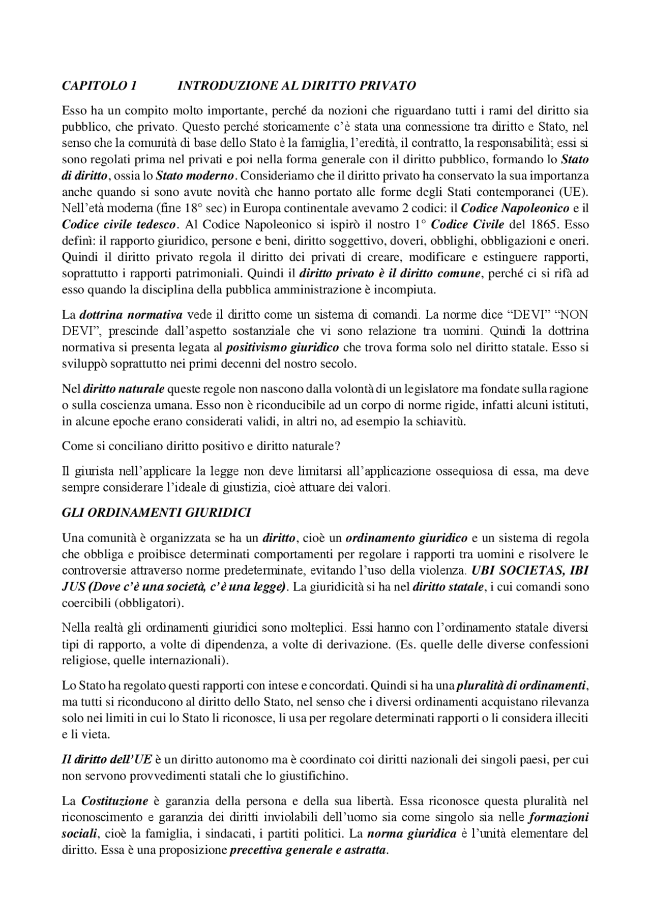 Esame Diritto Privato Sintesi Del Corso Di Diritto Privato Docsity
