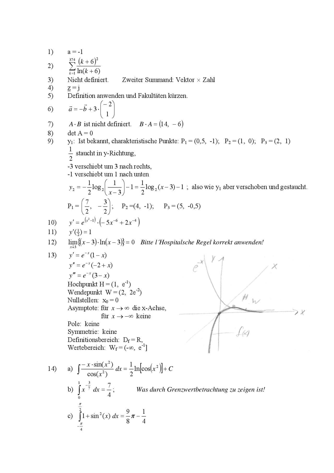 Prüfungen Mathematik 1 Prüfungen Mathematik I Docsity