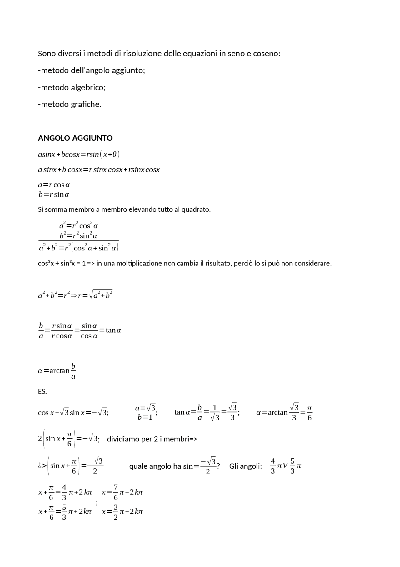 Come risolvere le equazioni lineari in sin e cos | Schemi e mappe ...