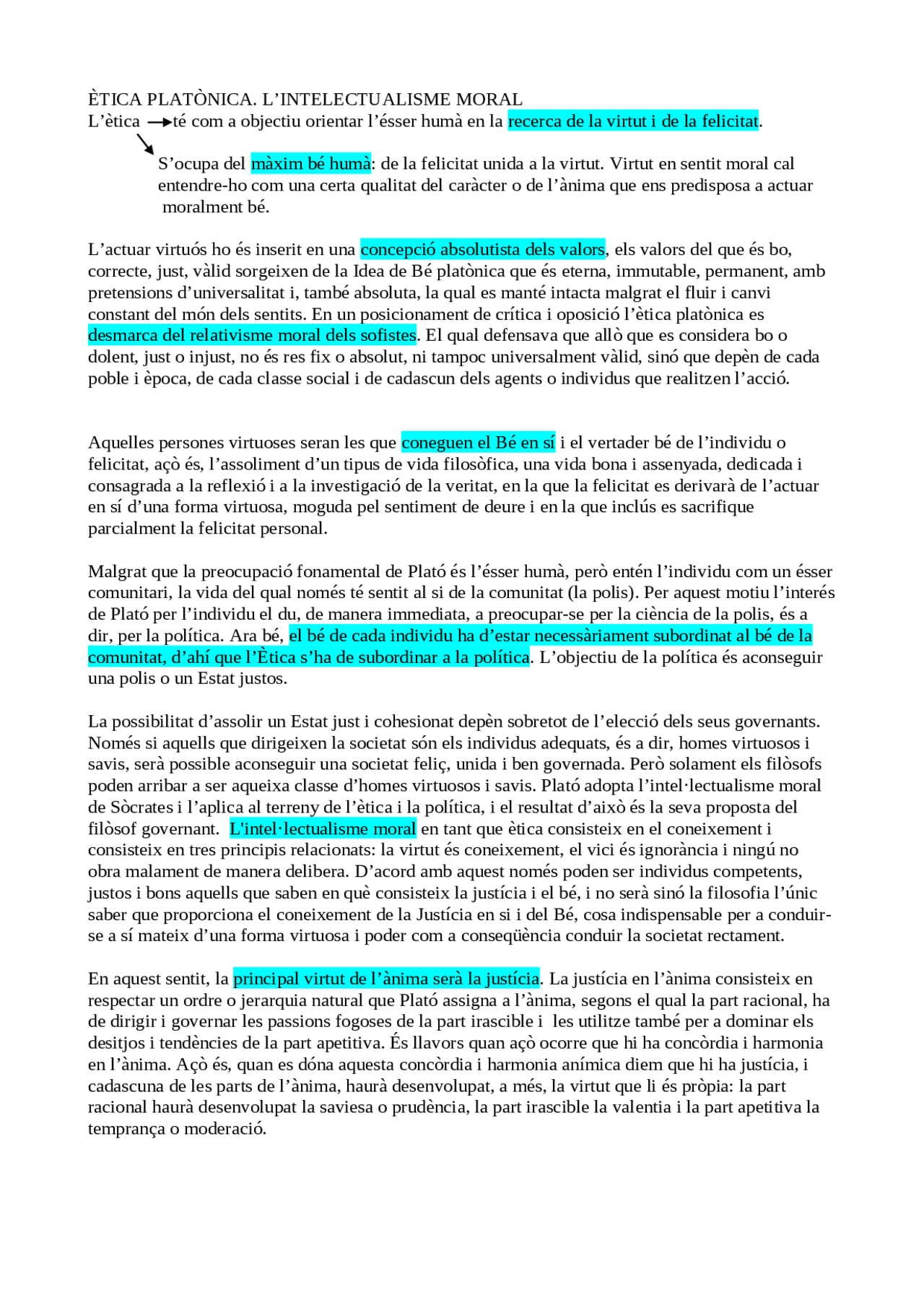 La ética basada en Platón | Resúmenes de Historia de la Filosofía | Docsity