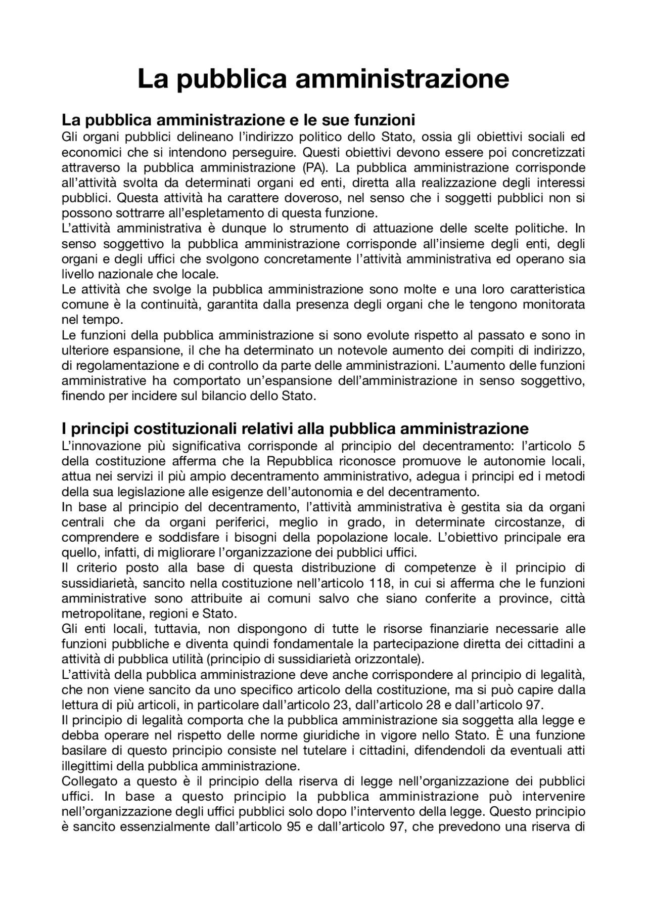 Pa E Le Autonomie Locali Appunti Di Diritto Docsity
