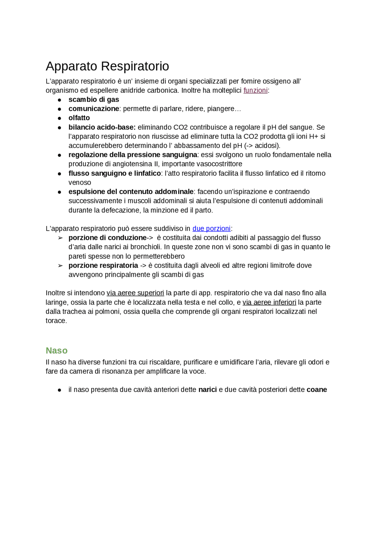 Apparato Respiratorio Appunti Di Anatomia Docsity