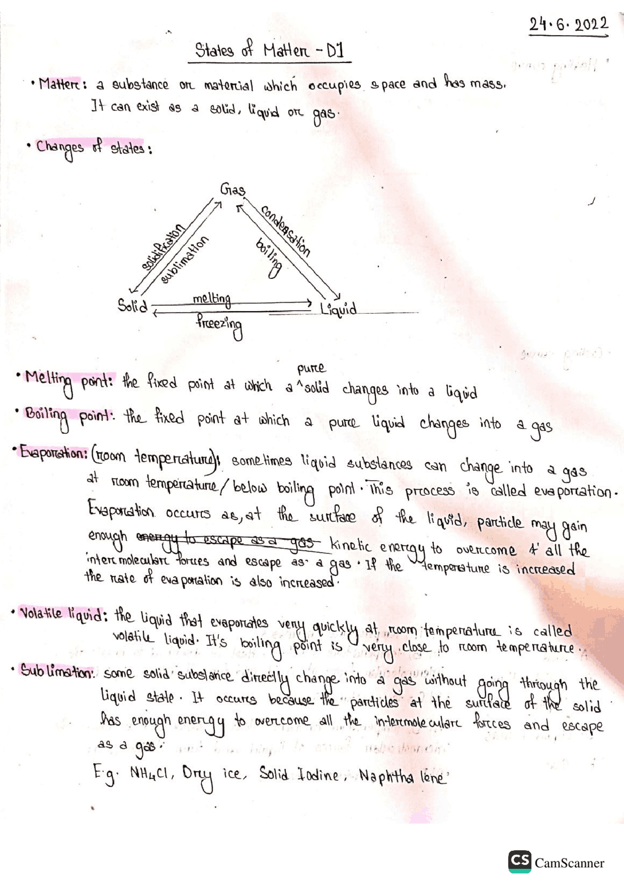 States of matter-Chemistry- o levels/igsce notes | Study notes ...