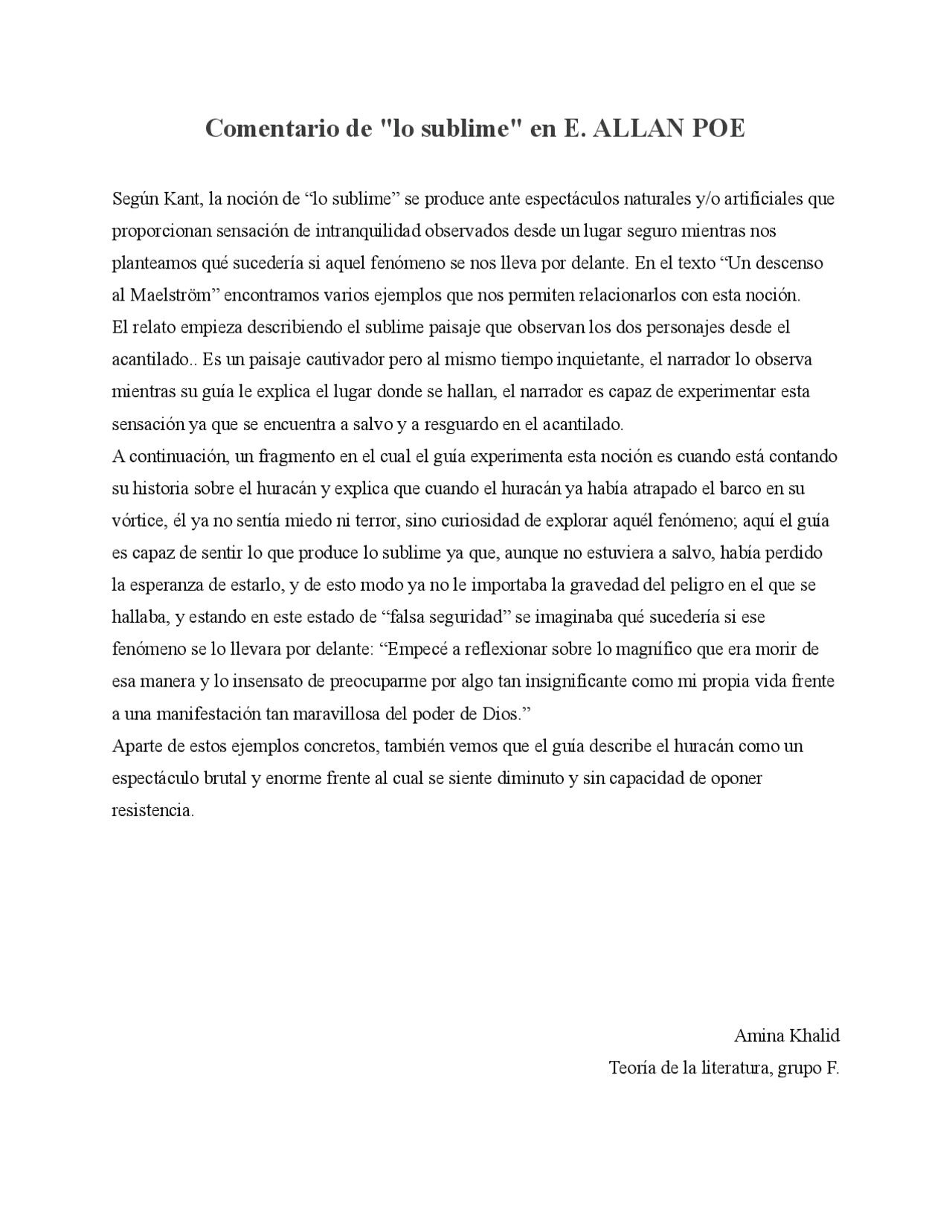 Comentario de lo sublime- edgar allan poe | Ejercicios de Teoría de la ...