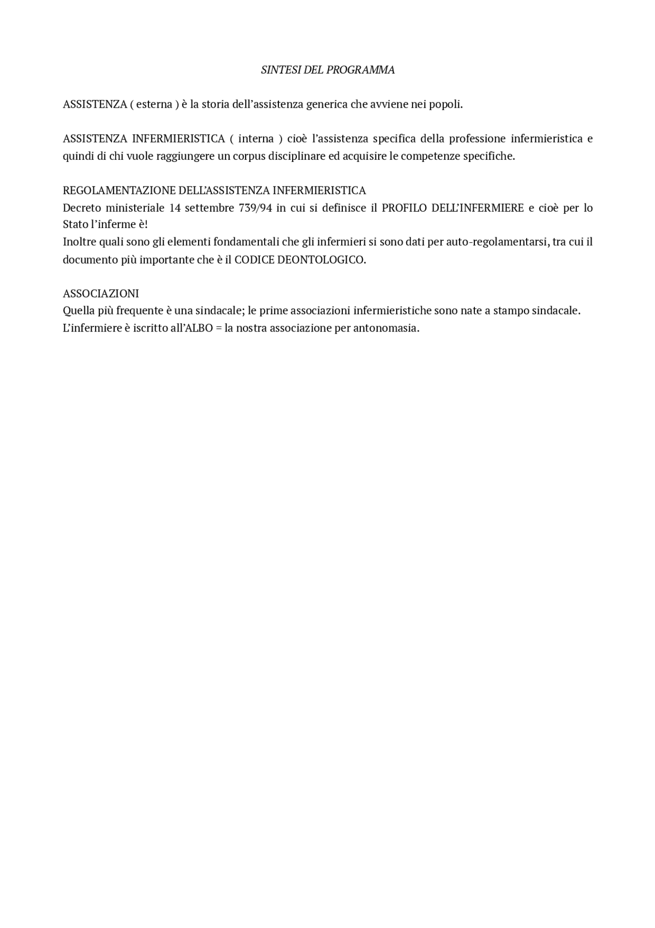 Storia Infermieristica Appunti Di Infermieristica Docsity
