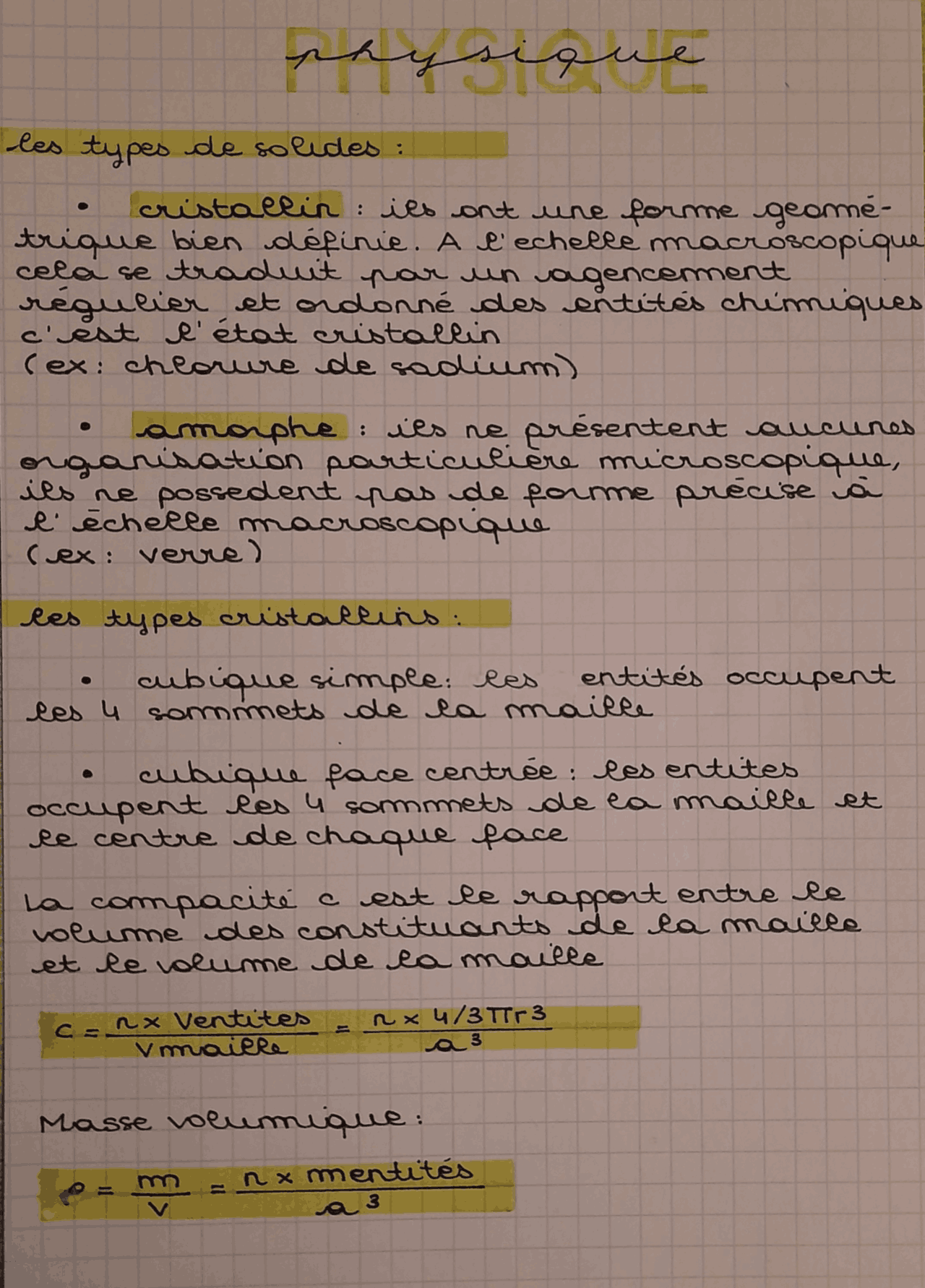 Fiche de révision sur les cristaux | Schémas Physique | Docsity