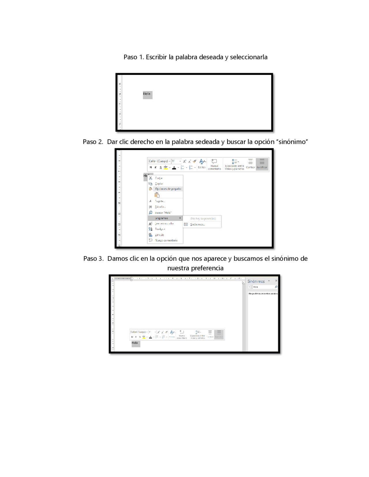 Buscar sinonimo en excel | Ejercicios de Informática | Docsity