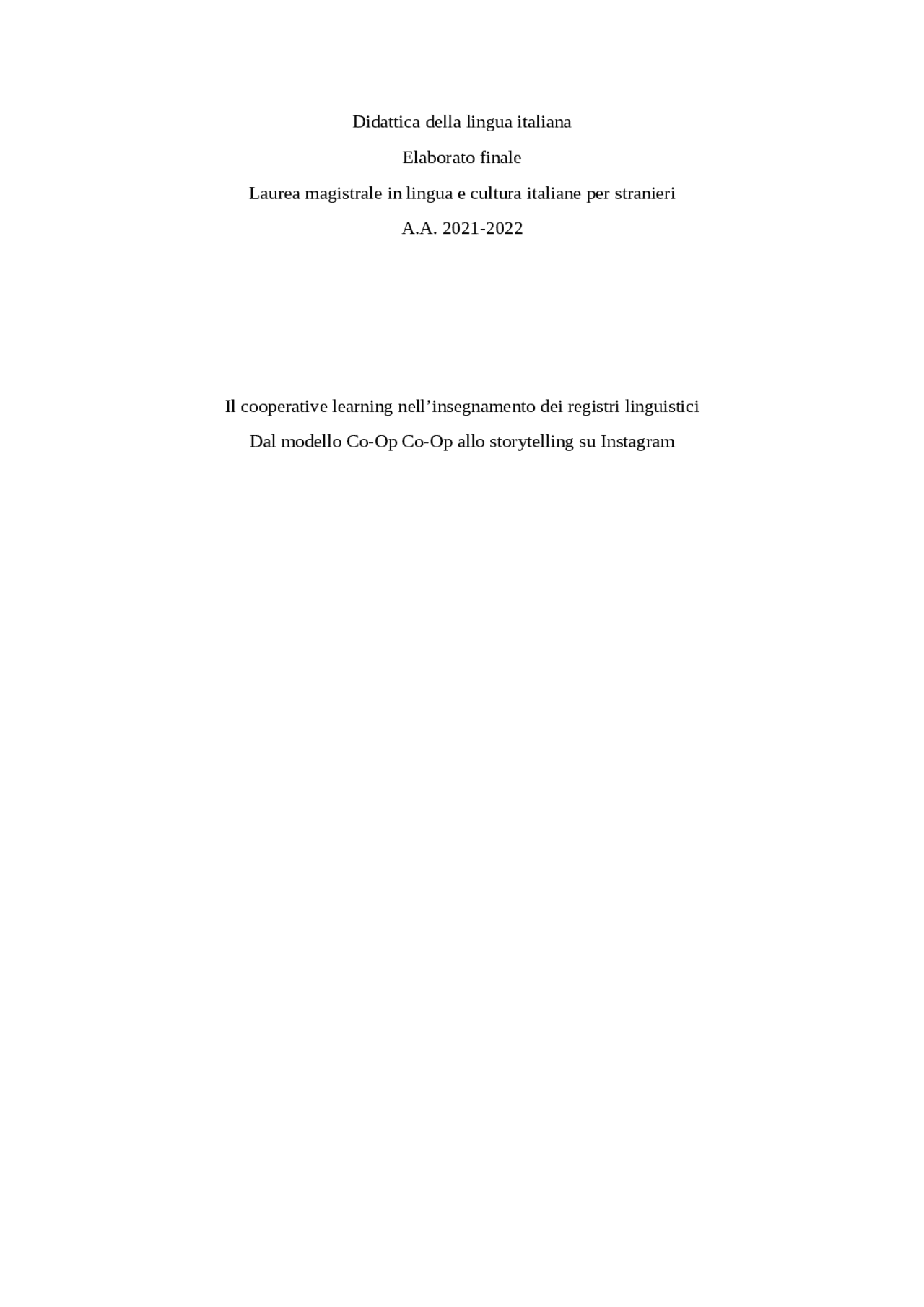 Il compito per la prova finale della didattica dell'italiano | Prove d'esame di Didattica ...
