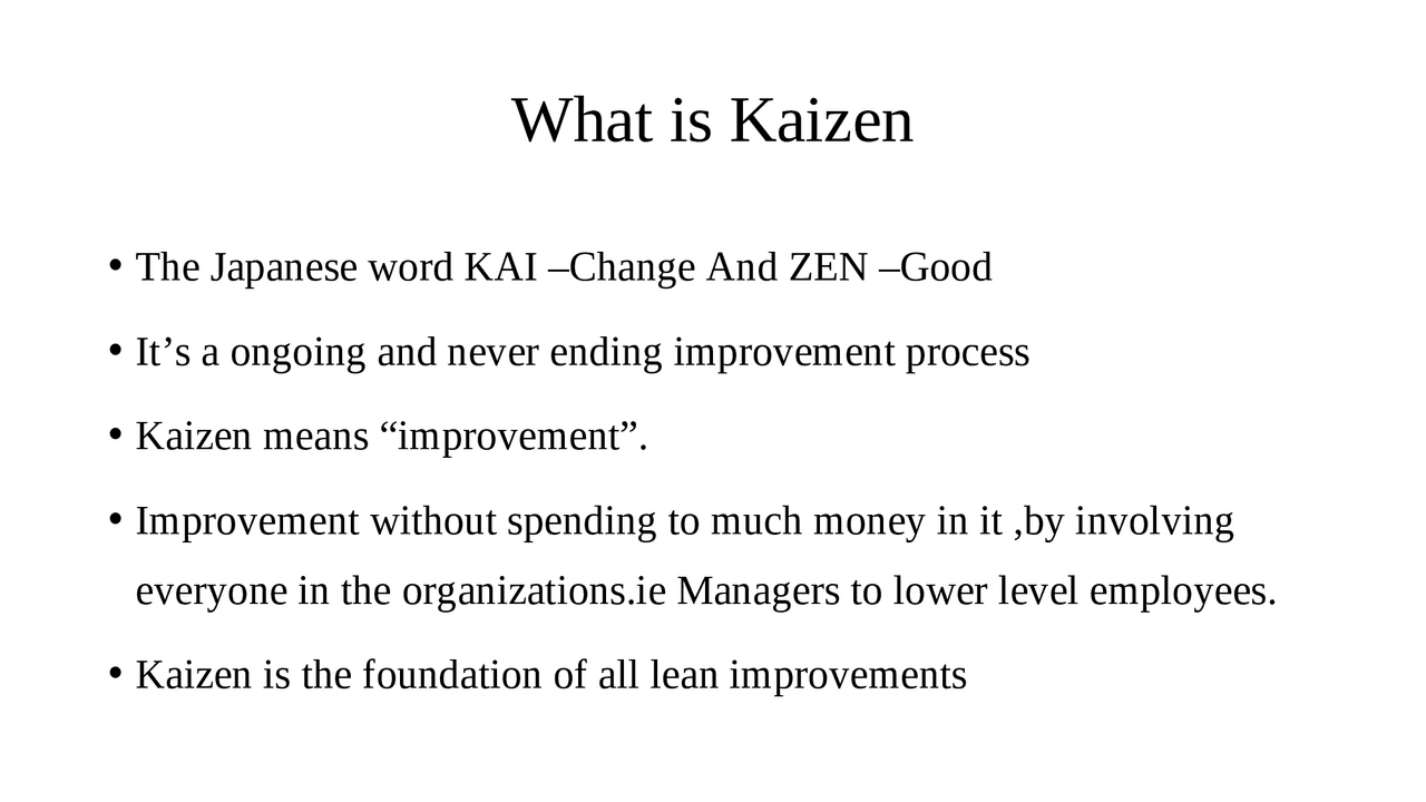 Kaizen and its importance | Summaries Human Resource Management | Docsity