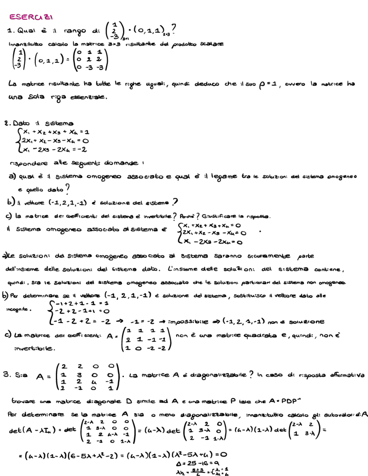 Esercizi co soluzioni di algebra lineare | Esercizi di Algebra Lineare ...
