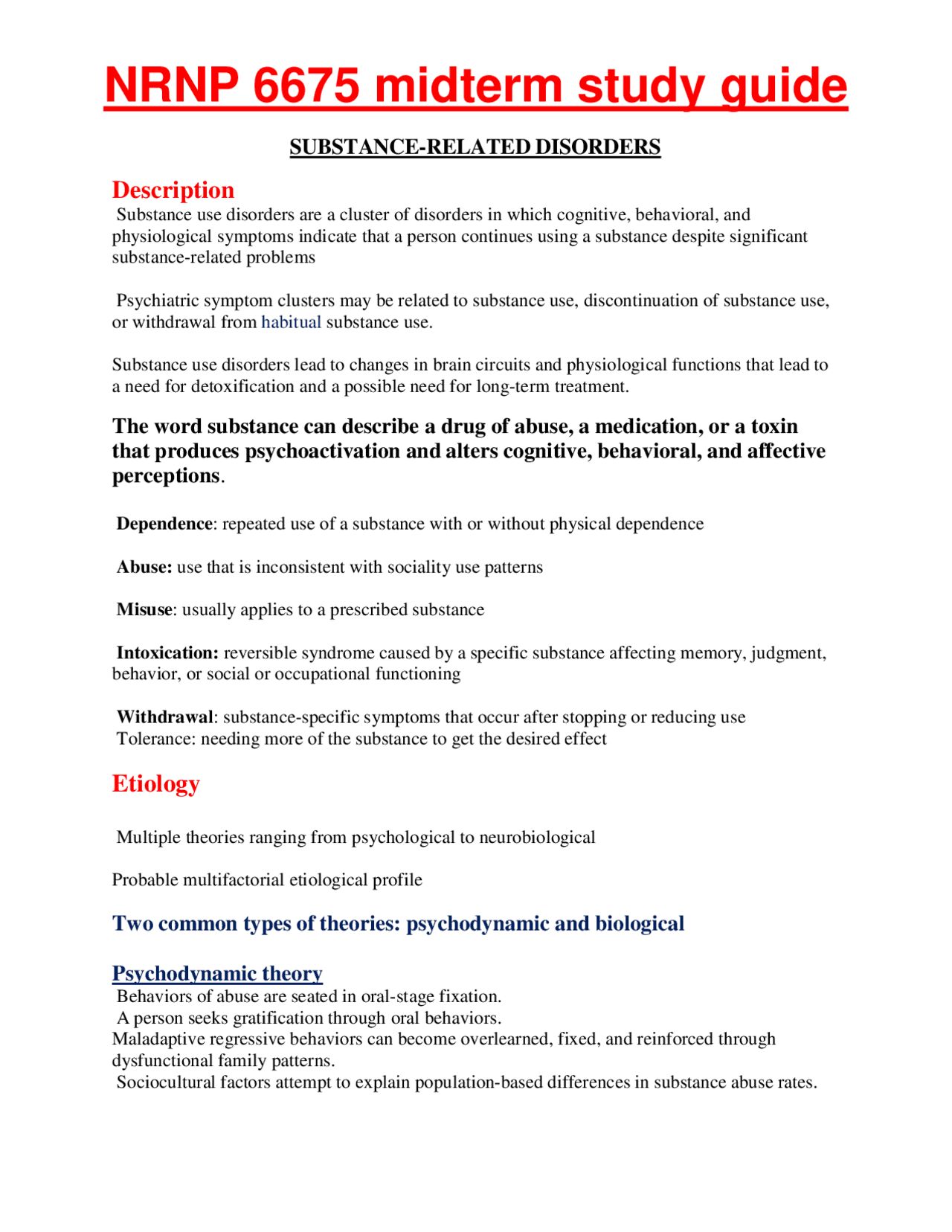 NRNP 6675 Midterm Study Guide BEST RATIONALE UPDATED SCORE A+(WALDEN ...