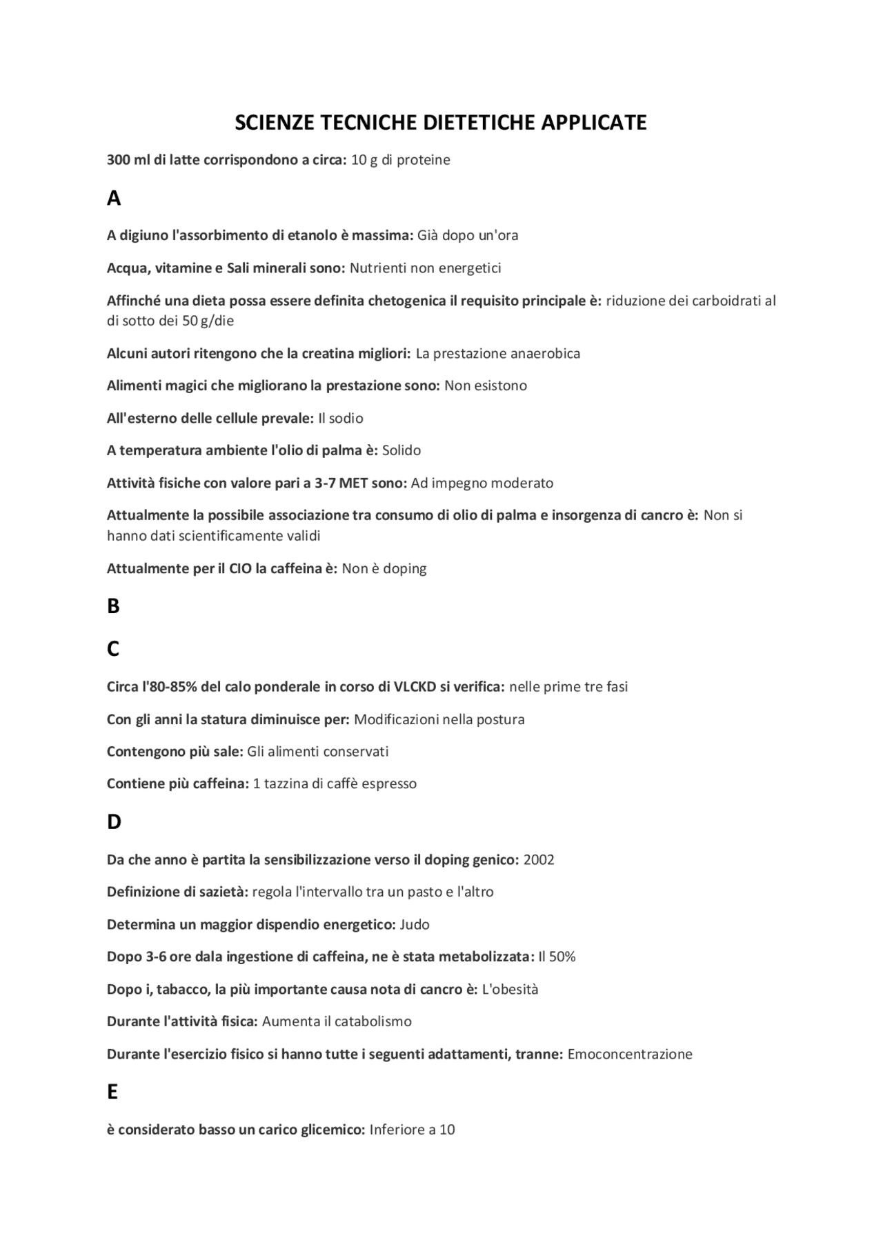 Scienze Tecniche Dietetiche Applicate Prova Desame Prove Desame Di