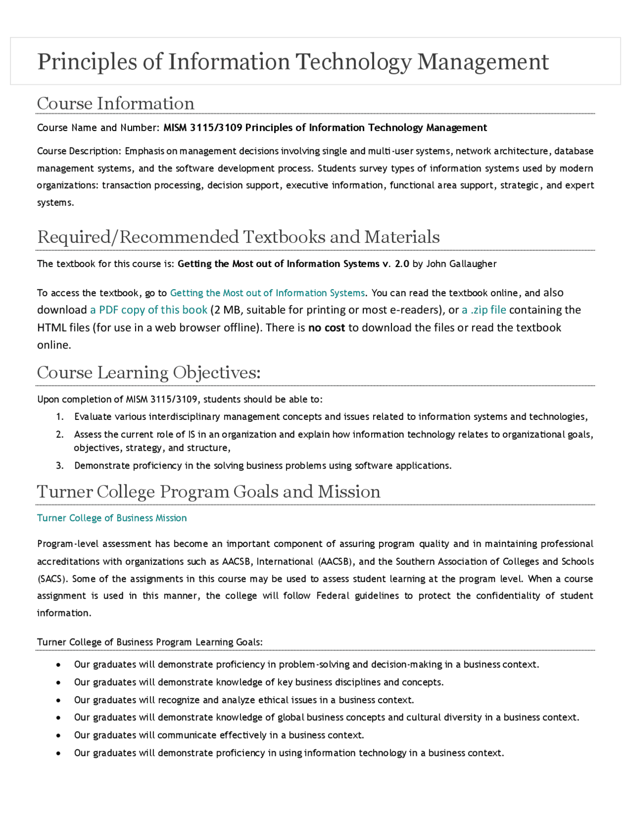 Information Technology Management Lecture Notes Summaries Information