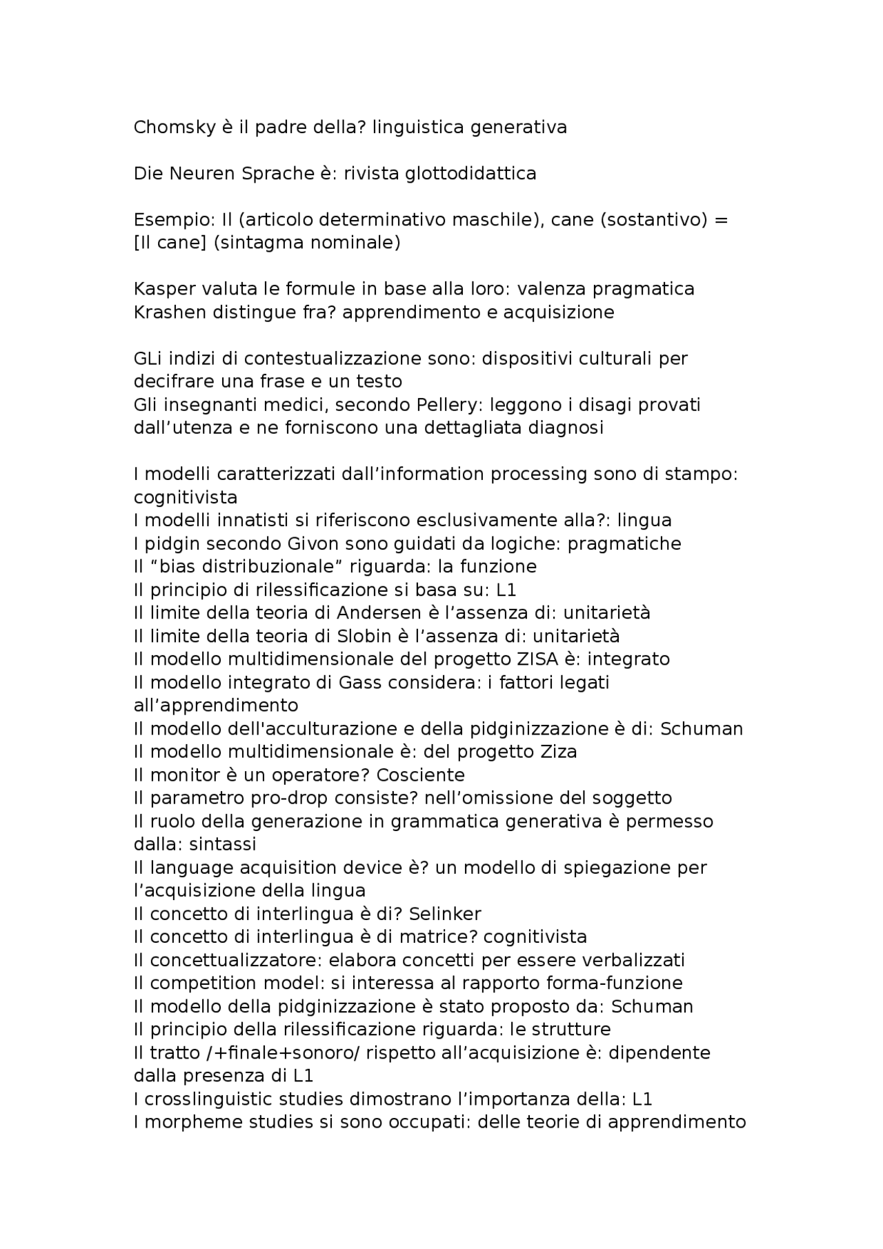 Paniere Linguistica Applicata Panieri Di Linguistica Docsity