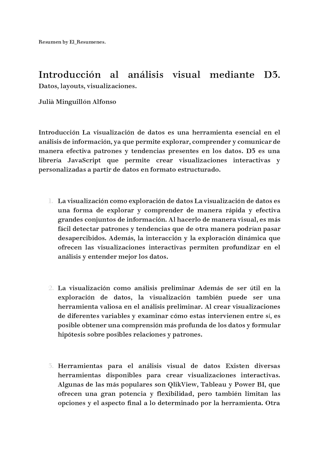 Análisis Visual De Datos Con D3 Layout Y Herramientas Resúmenes De