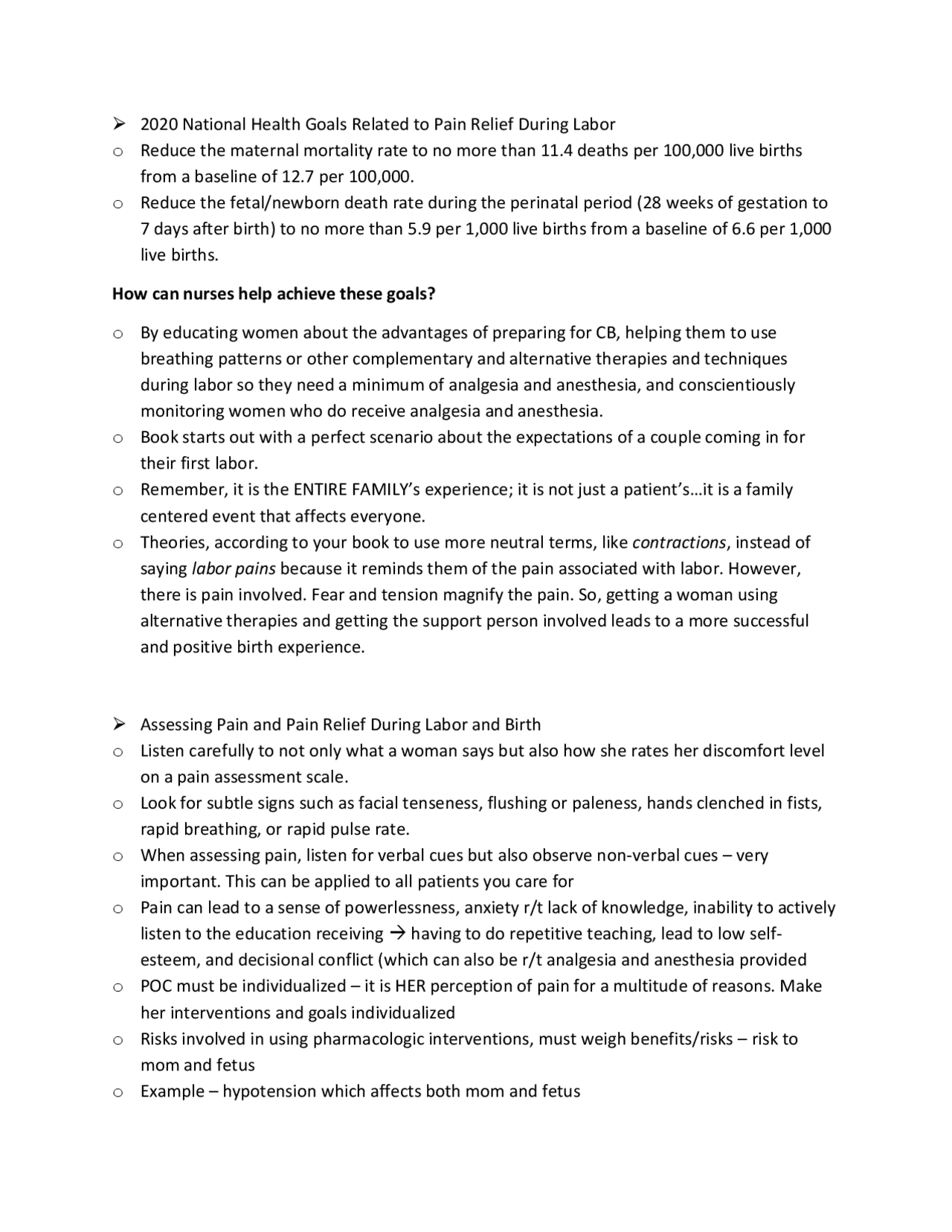 MATERNAL INFANT CH 16-The Nursing Role in Providing Comfort During ...