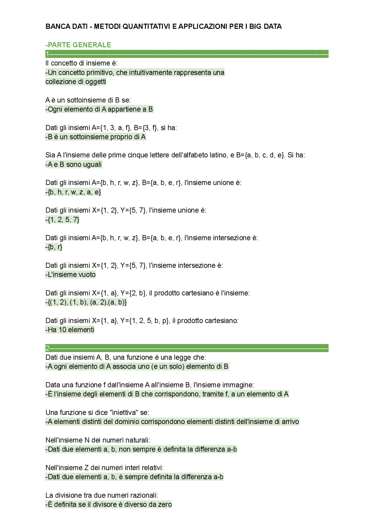 Metodi Quantitativi E Applicazioni Per I Big Data Prove Desame Di