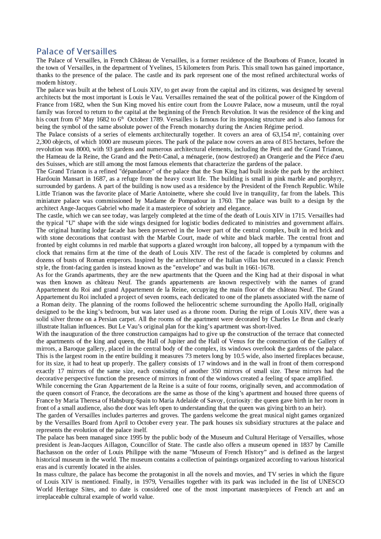 Palace of Versailles | Guide, Progetti e Ricerche di Lingua Inglese ...