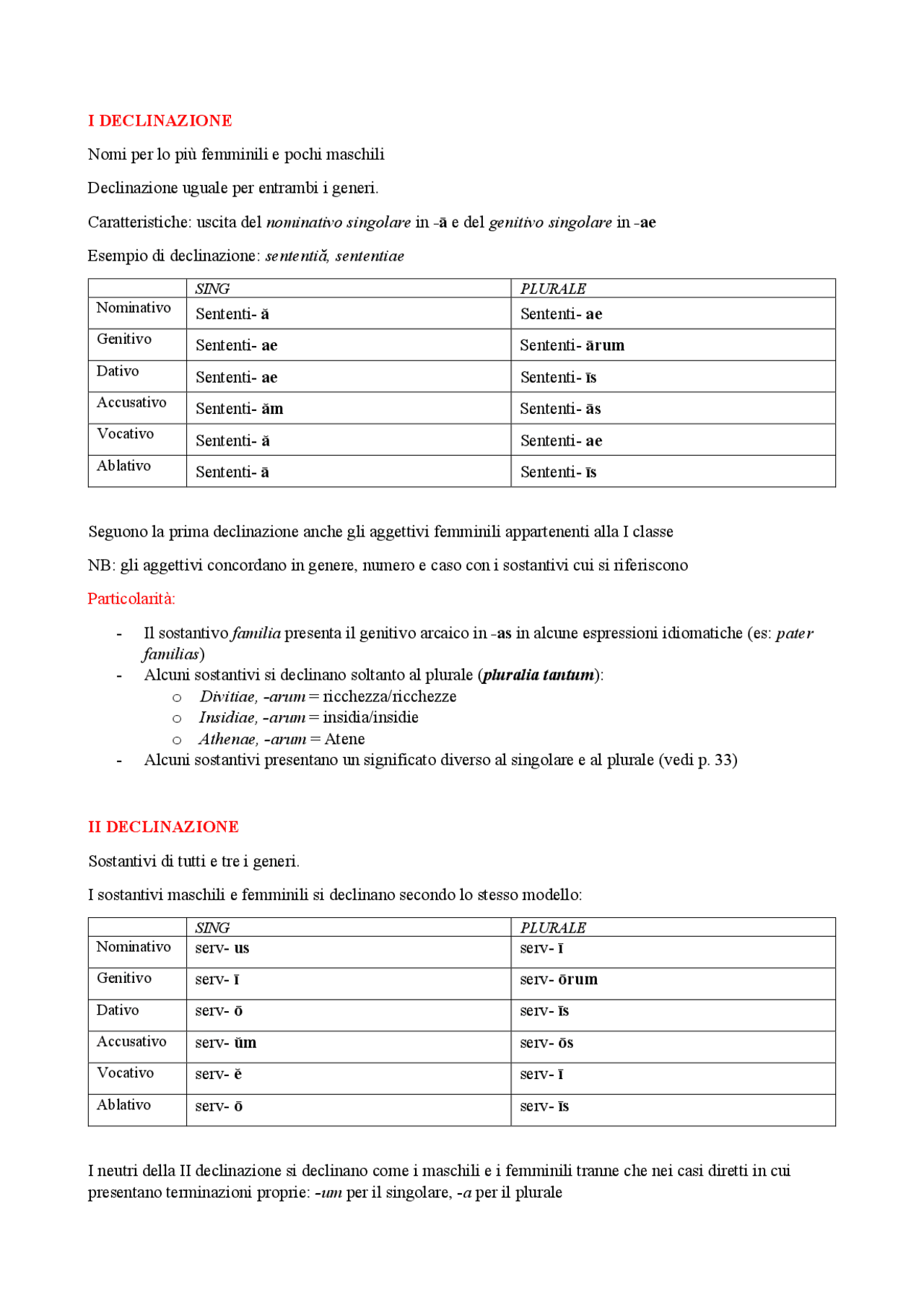 Grammatica latina, declinazioni, aggettivi, tempi verbali, complementi. | Dispense di Latino ...