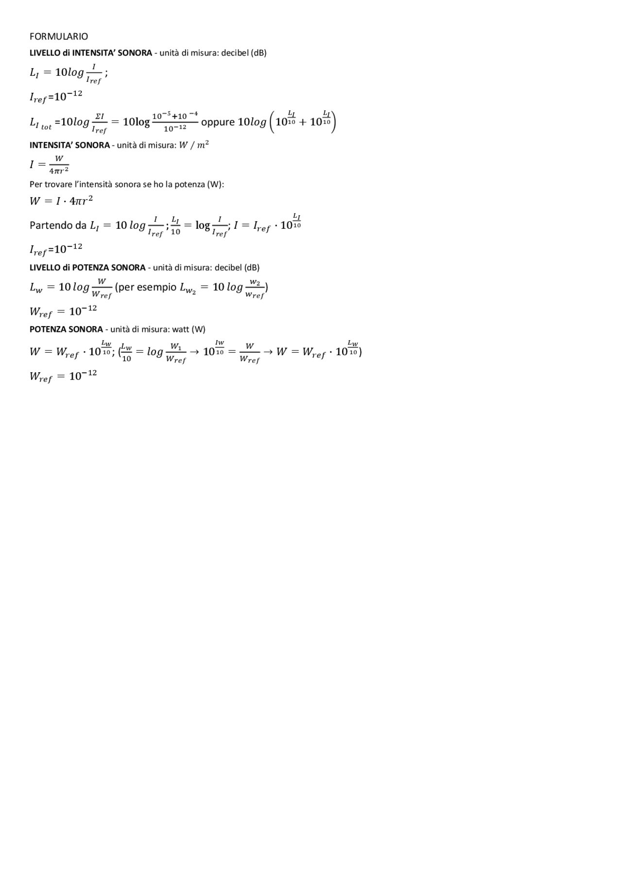 Formulario Alcune Formule Schemi E Mappe Concettuali Di Fisica