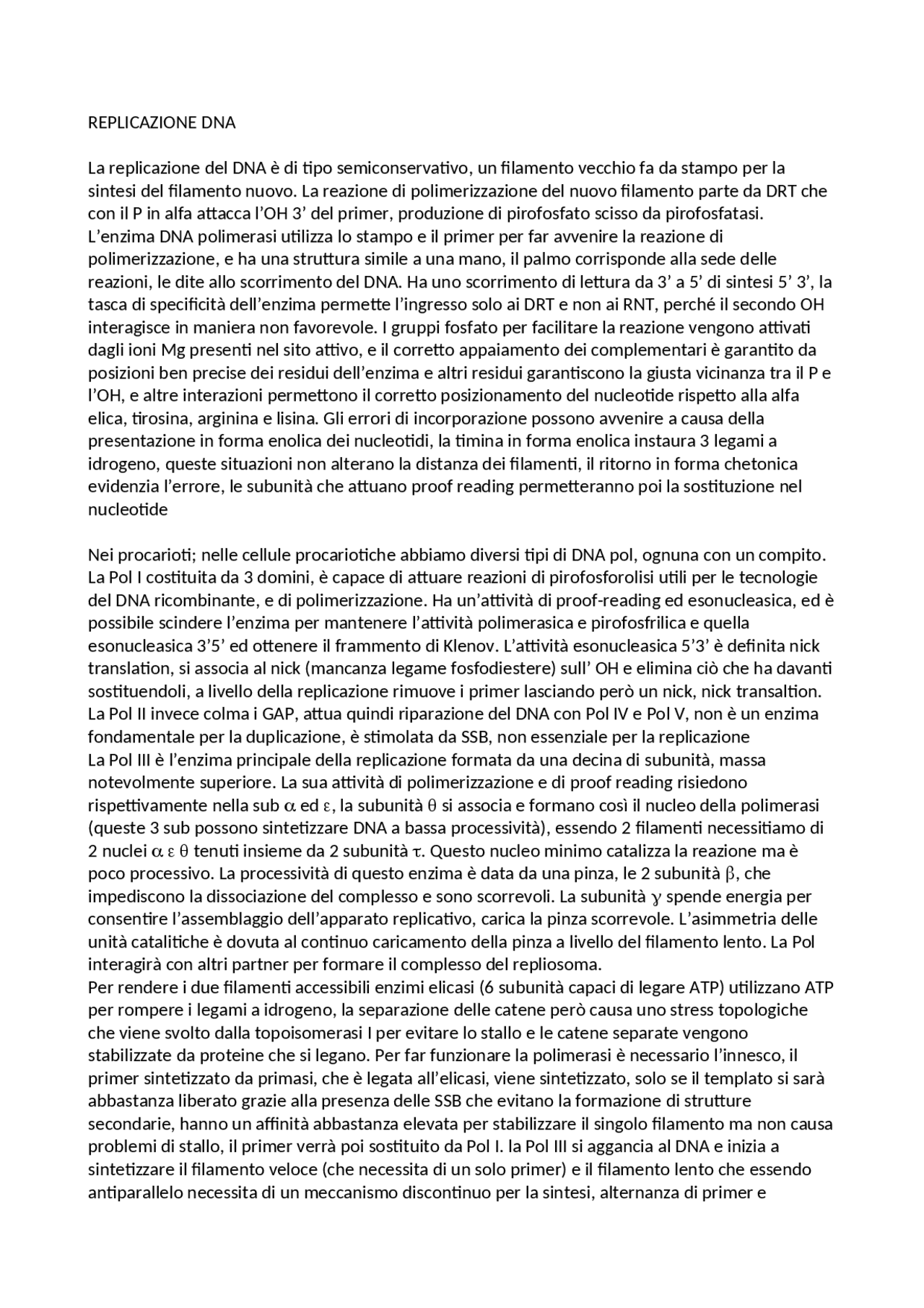 Replicazione Dna Procarioti Ed Eucaristia Appunti Di Biologia Docsity