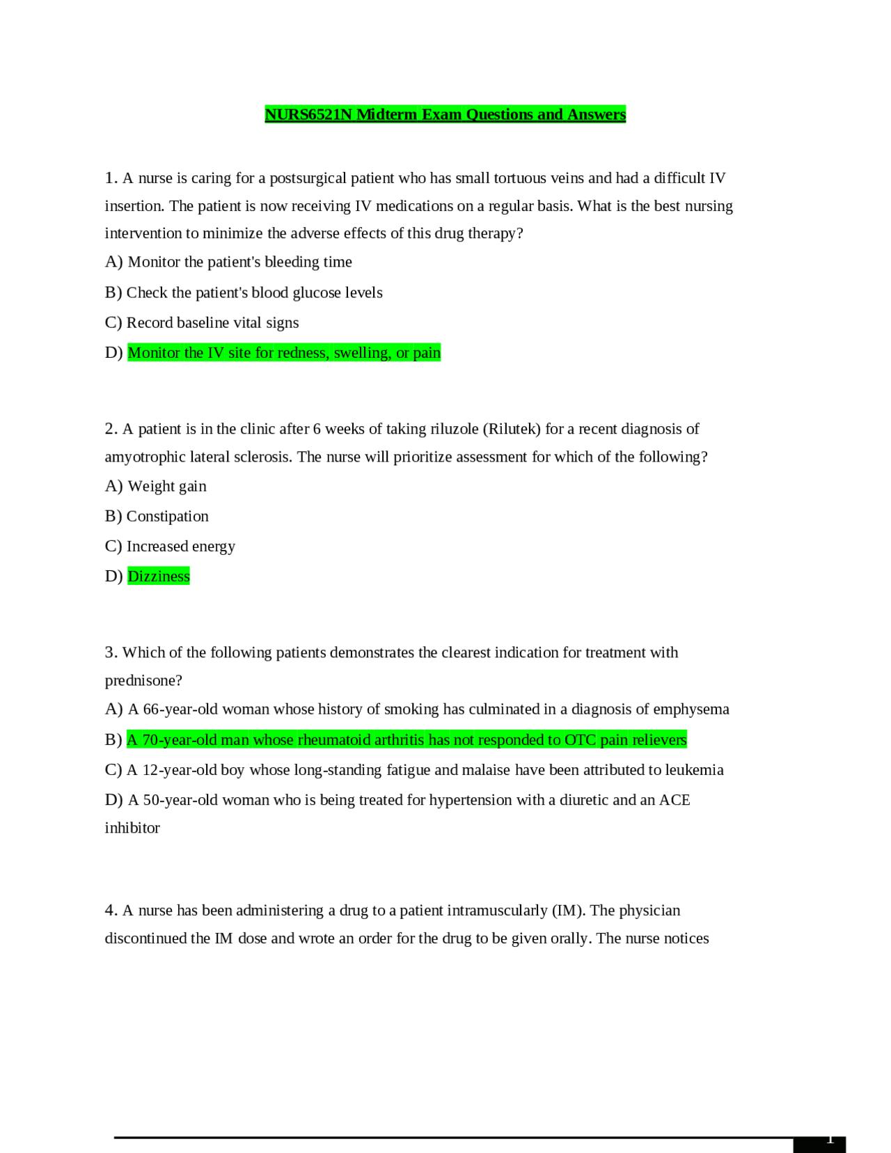 NURS 6521N : Advanced Pharmacology at Walden University. Midterm Exam ...