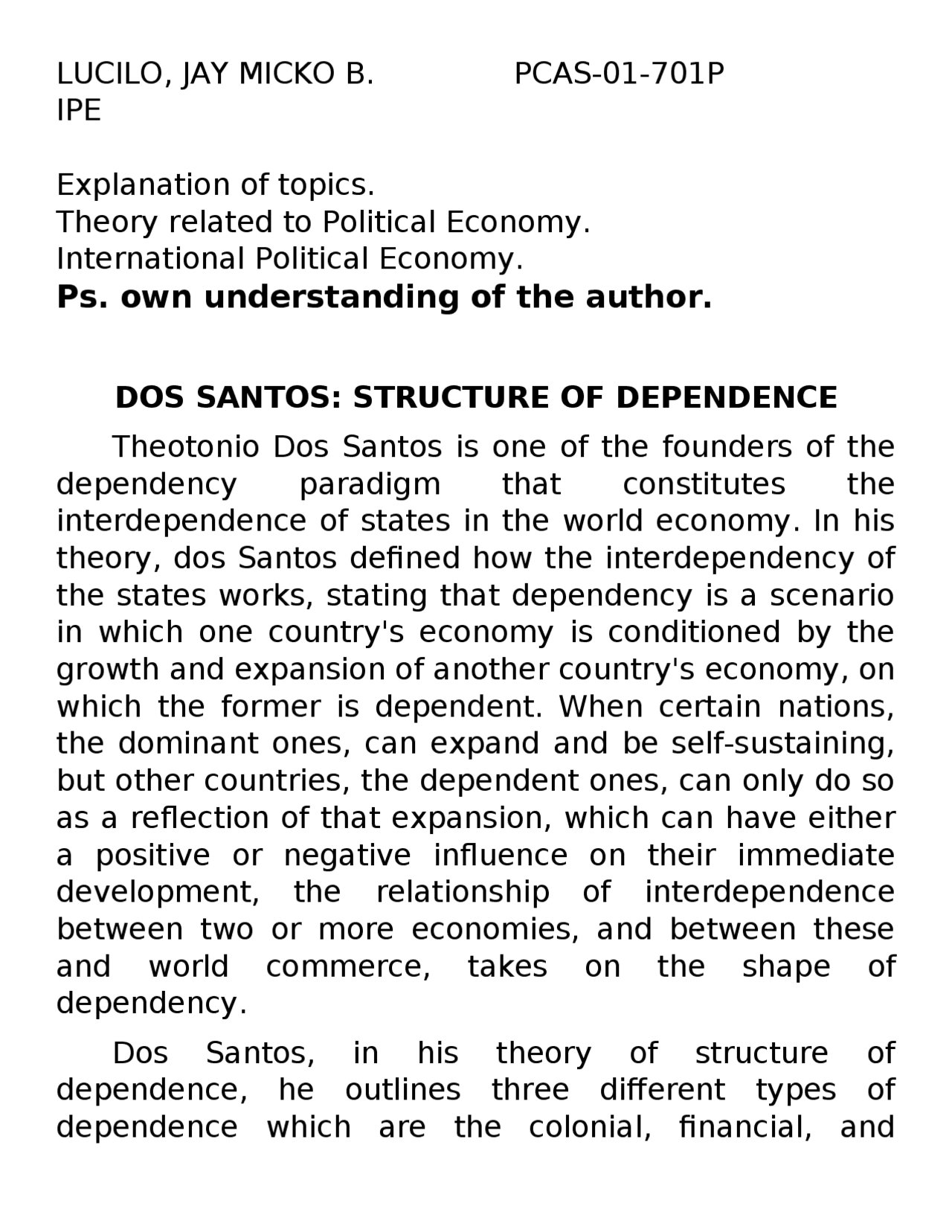 Dos Santos Structure of Dependence | Schemes and Mind Maps Political ...