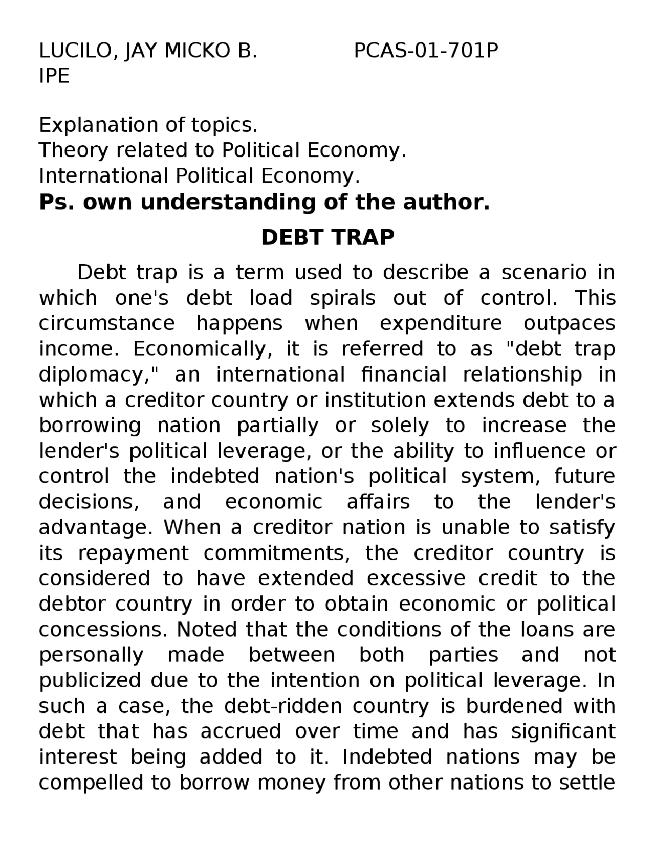 The explanation for the Debt Trap scheme | Schemes and Mind Maps ...