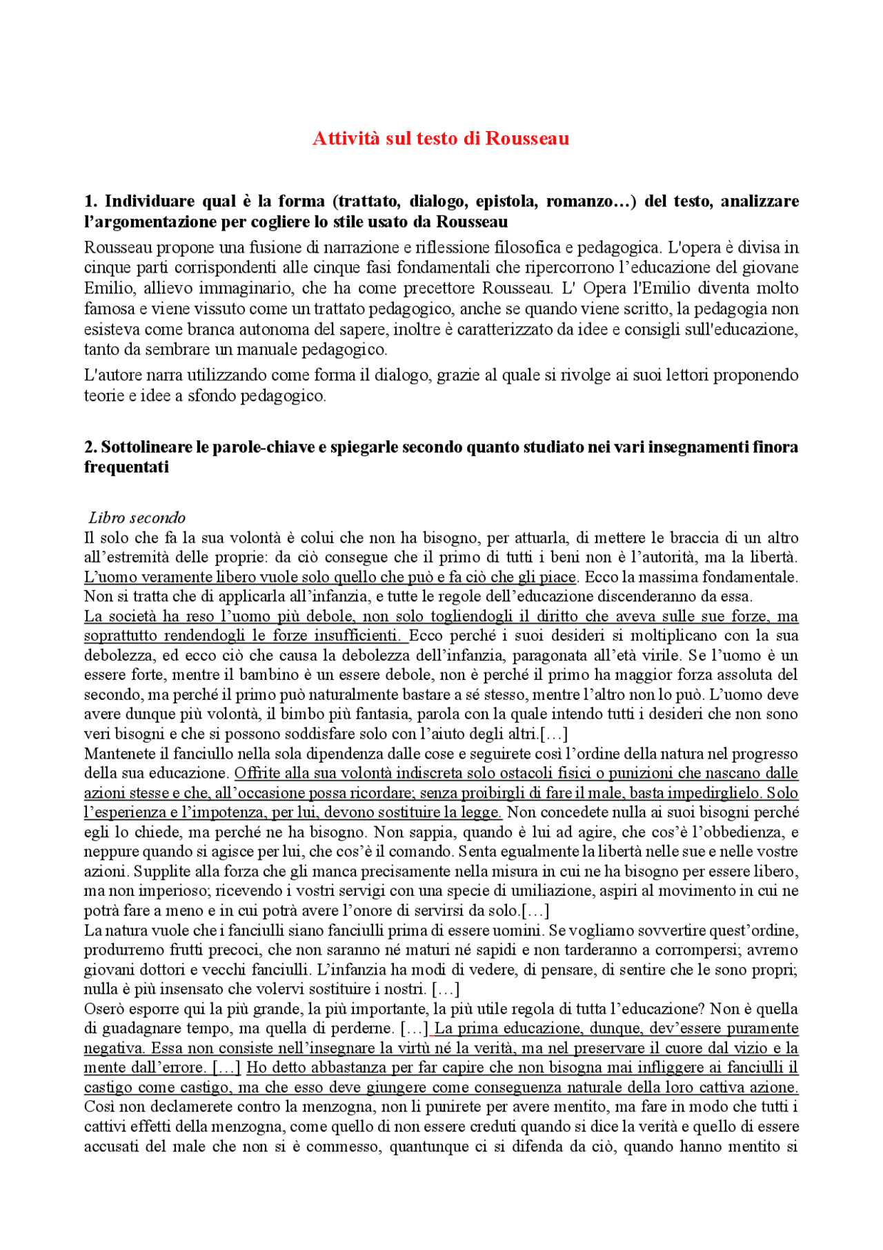 Lemilio Di Rousseau Guide Progetti E Ricerche Di Pedagogia Docsity