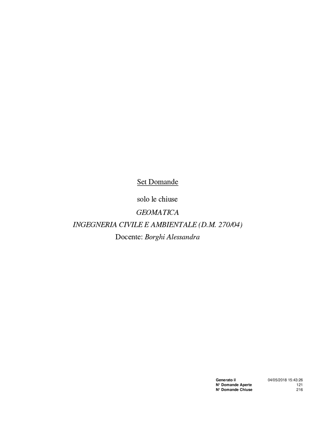 Chiuse Multiple Di Geomatica Topografia Borghi Alessandra Ingegneria