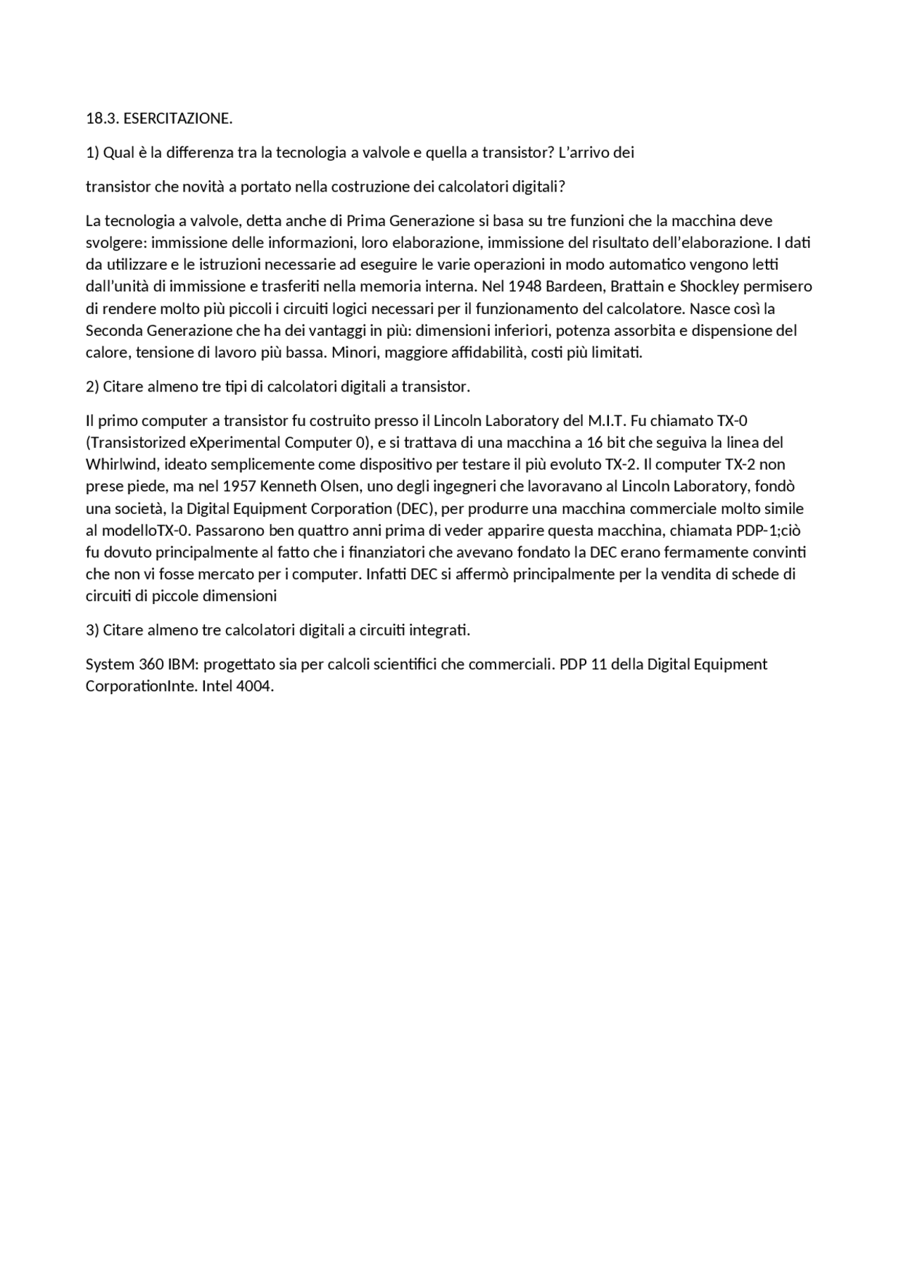 Esercitazioni Di Informatica Esercizi Di Elementi Di Informatica