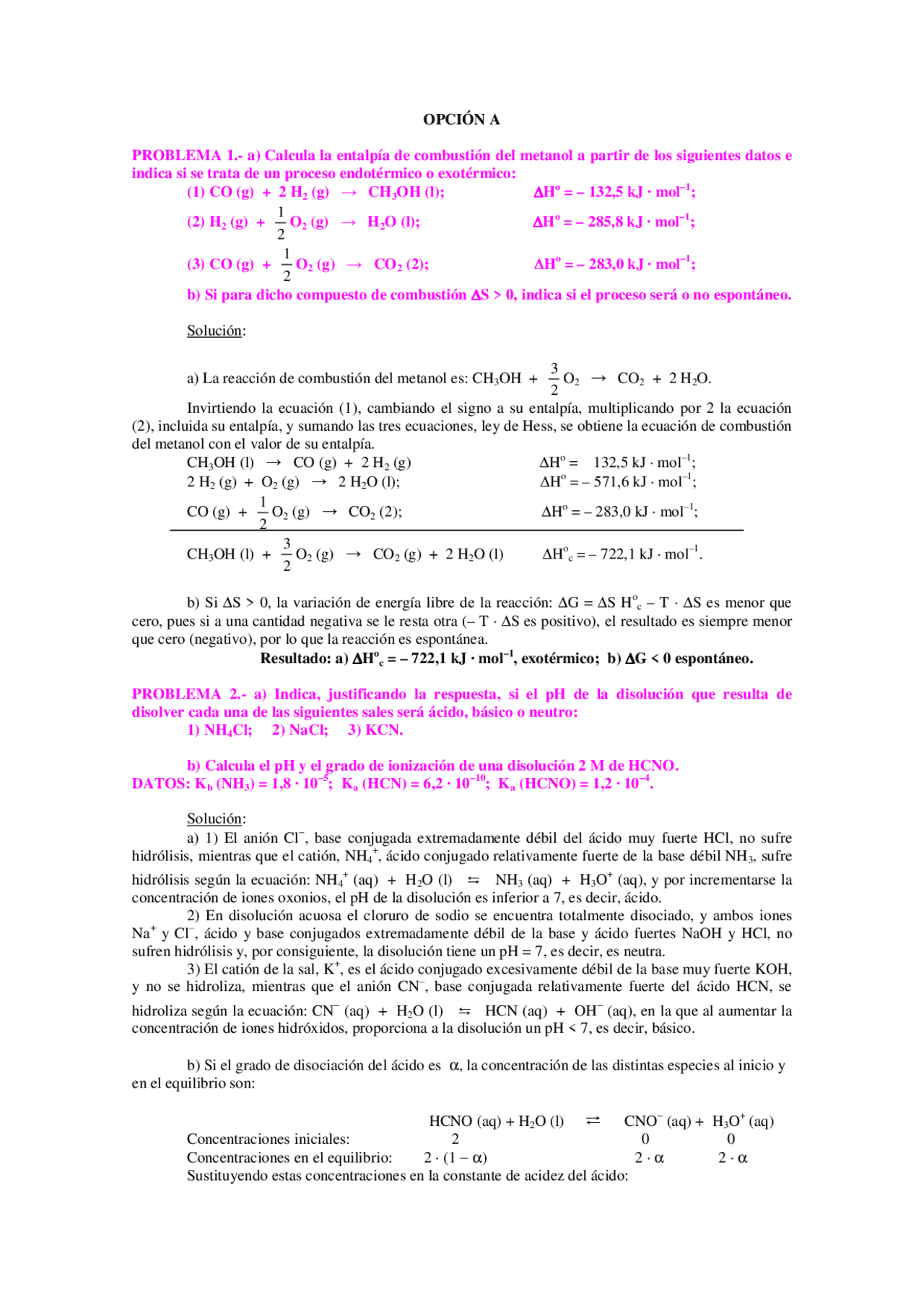 Ejercicios Química 2ndo De Bachillerato Preparación Para Selectividad