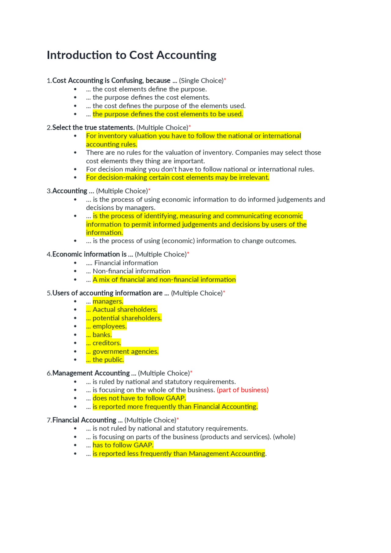 Poll 1 Introduction To Cost Accounting Schemes And Mind Maps