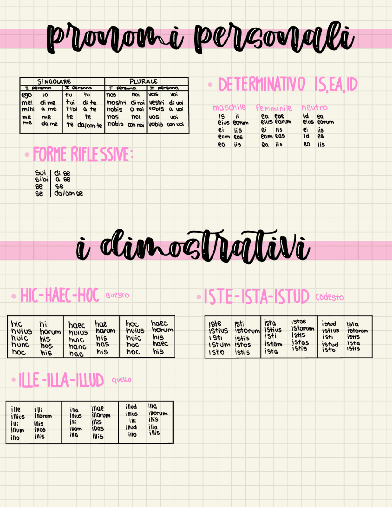 Pronomi personali e dimostrativi in latino | Appunti di Latino | Docsity