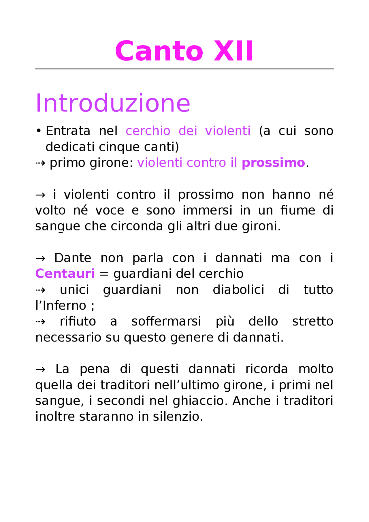 Canto 12 inferno dante | Schemi e mappe concettuali di Letteratura ...