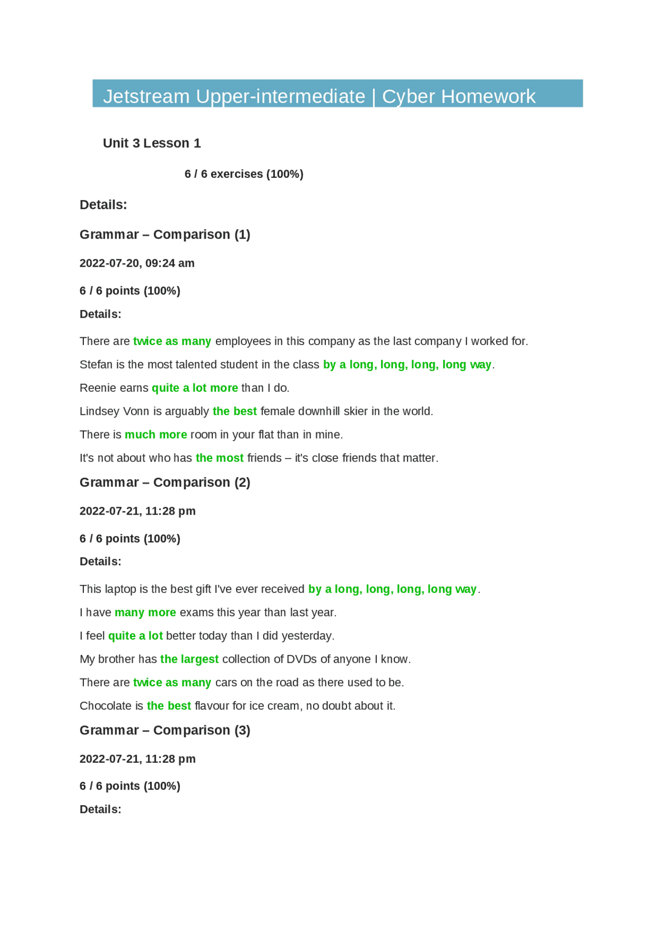 Upper intermediate- cyberhomework | Ejercicios de Inglés | Docsity