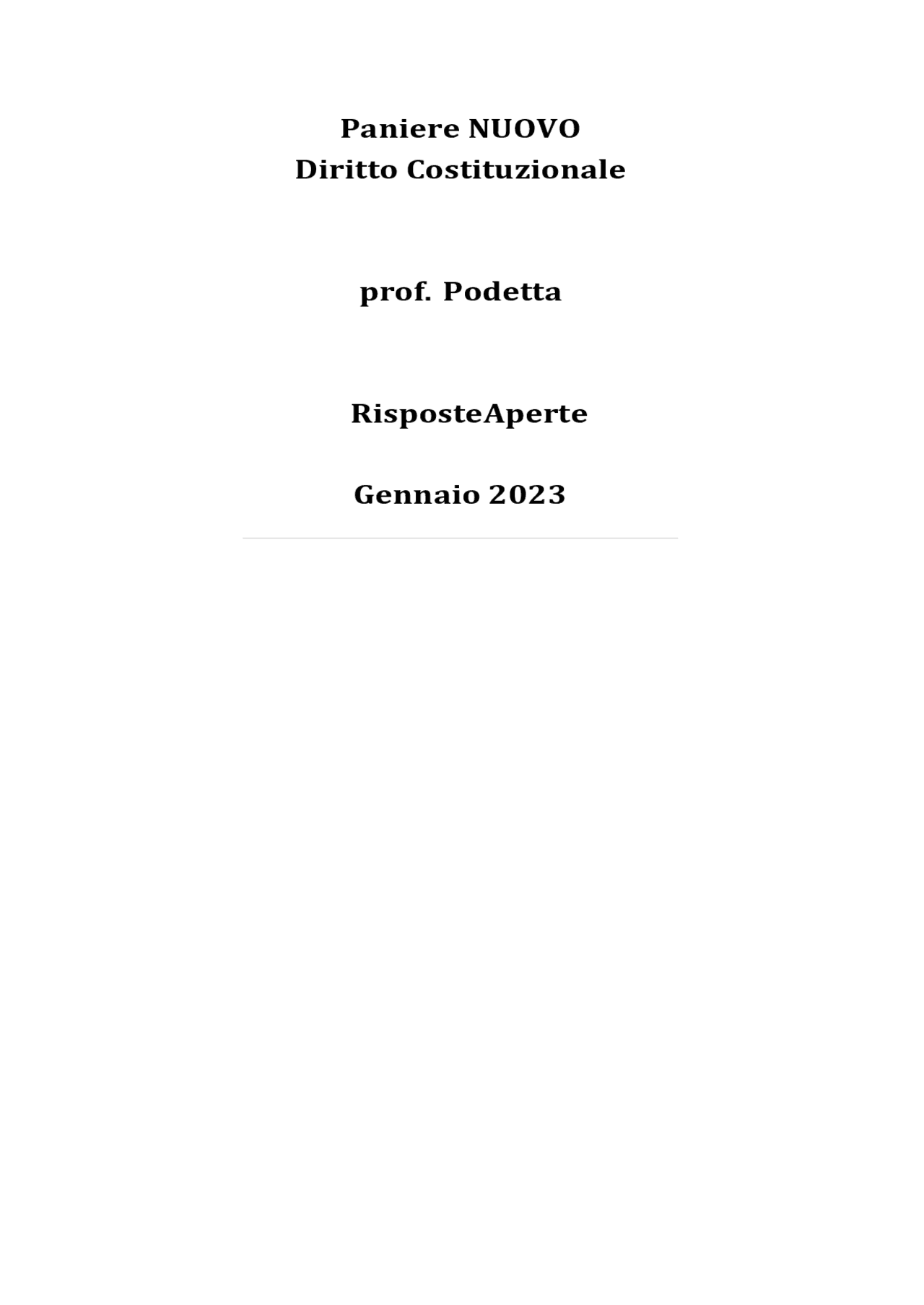 Paniere Nuovo Diritto Costituzionale prof Podetta risposte aperte ...