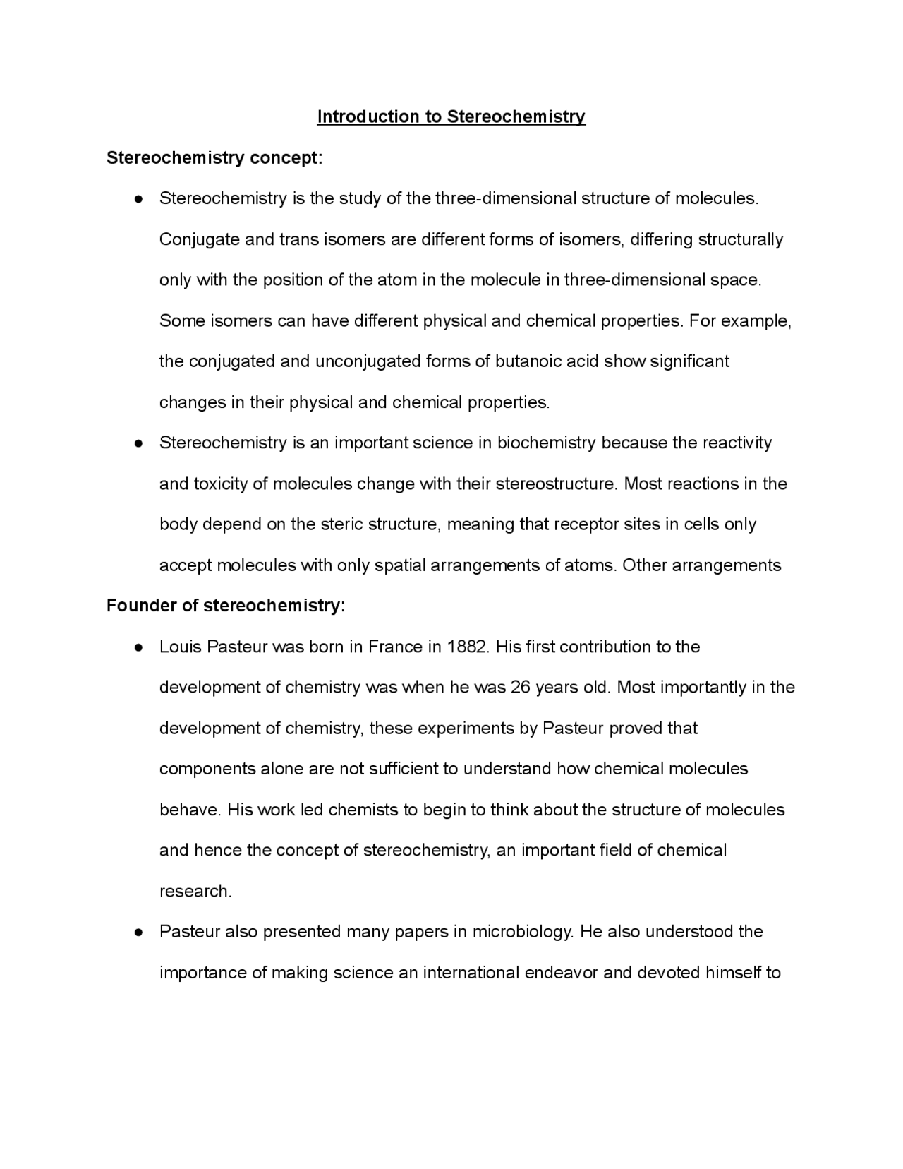 Introduction To Stereochemistry Lecture Notes Organic Chemistry Docsity