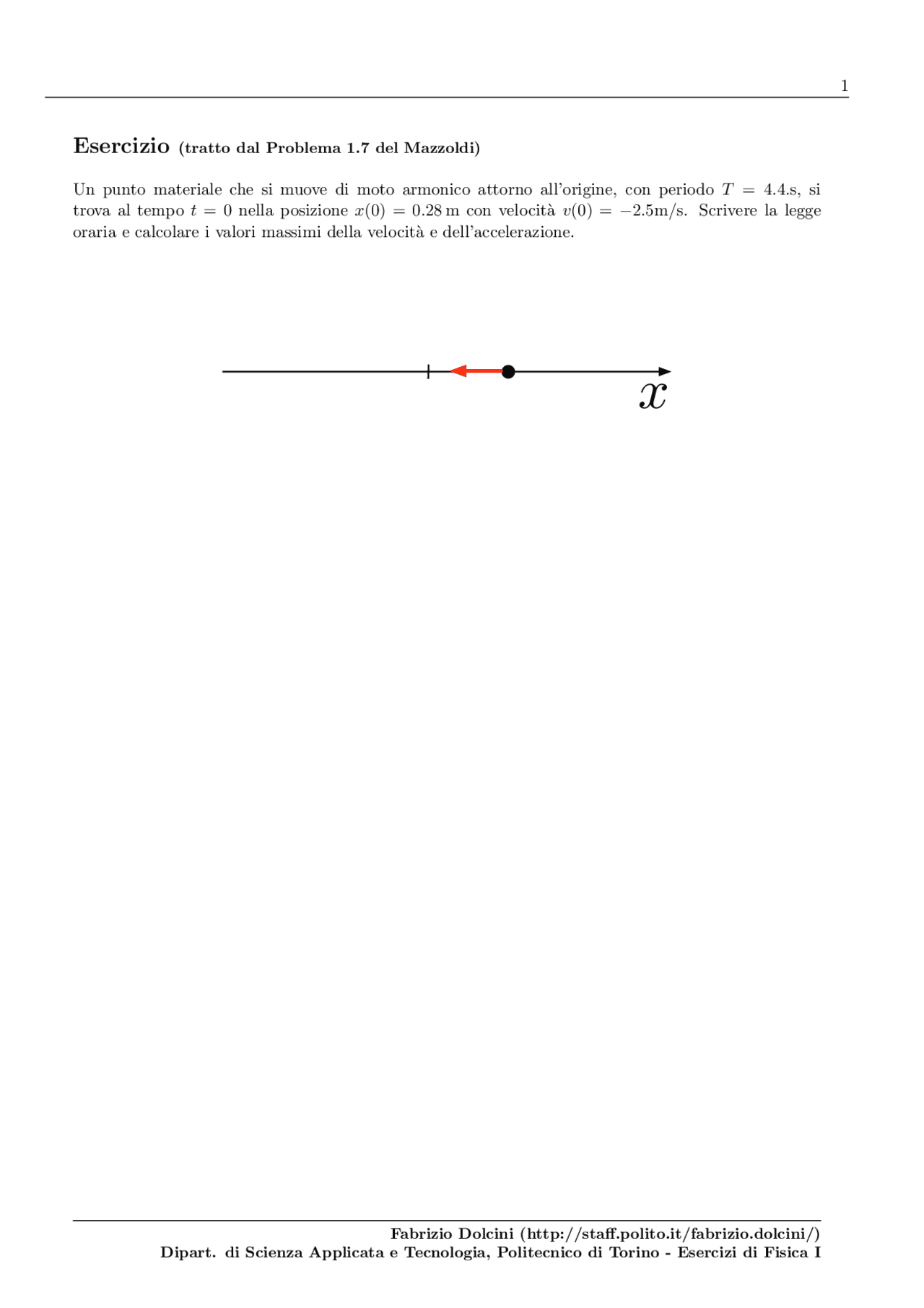 Esercizio fisica con soluzione | Esercizi di Fisica | Docsity