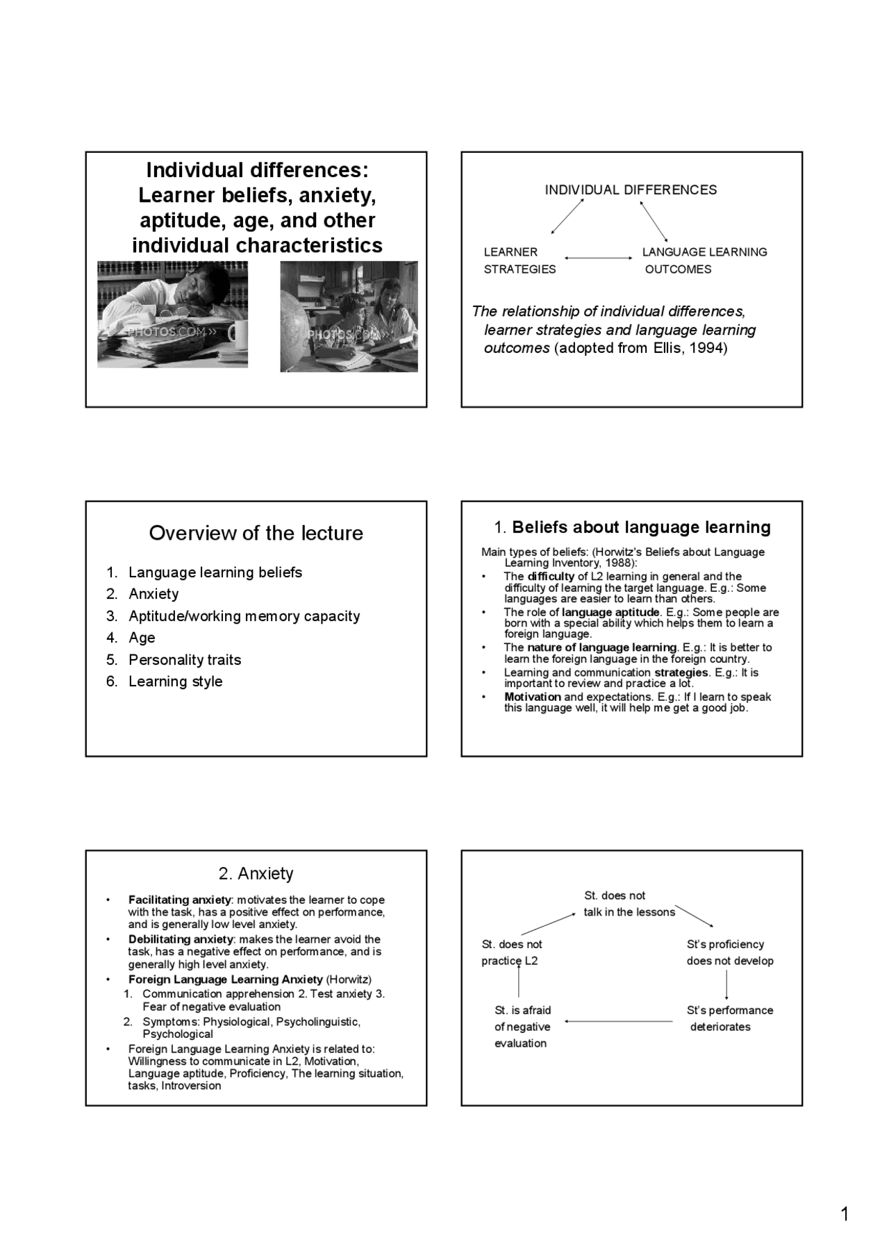 Individual differences | Slides Linguistics | Docsity