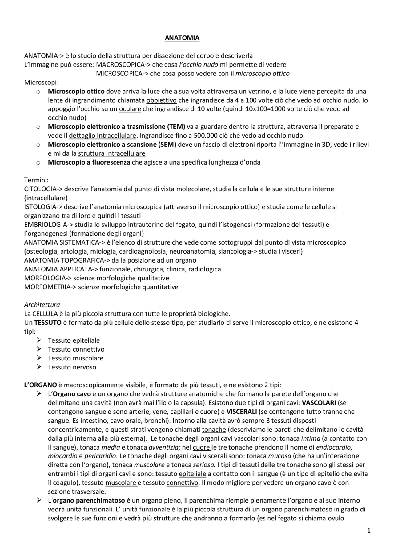 Appunti Anatomia Farmacia Uniupo Appunti Di Anatomia Docsity